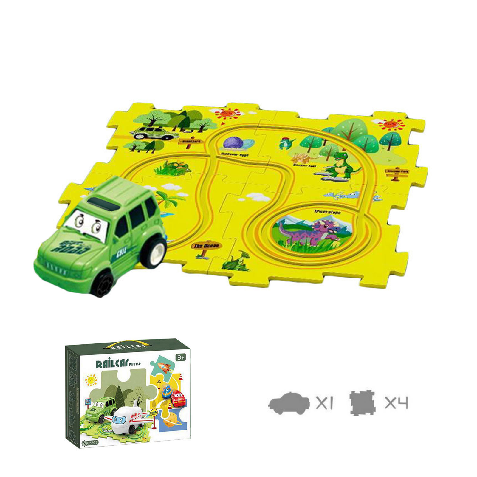 FUUY Puzzle Racer Car Track Puzzle Track Car Play Set DIY Puzzle Tracks ...