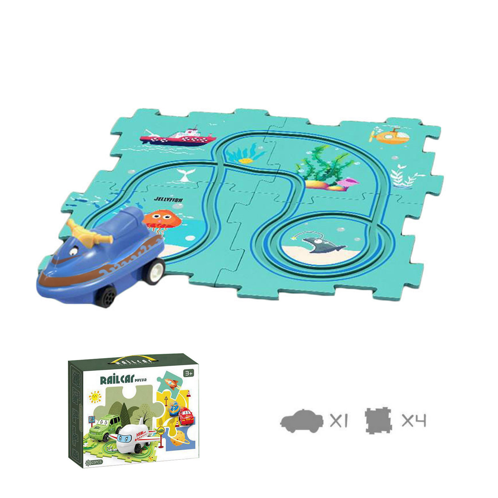 FUUY Puzzle Racer Car Track Puzzle Track Car Play Set DIY Puzzle Tracks ...