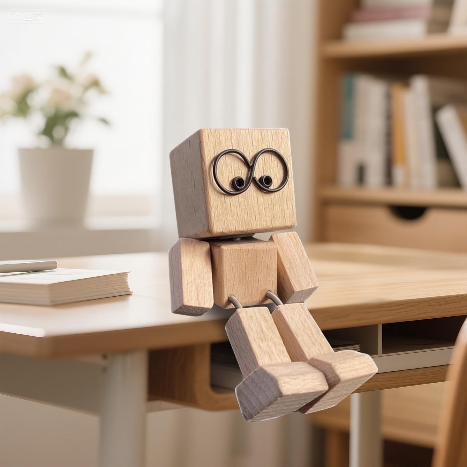 FUXQXII Shaking Wooden Man Figurine Handmade Wooden Doll Swinging Feet ...