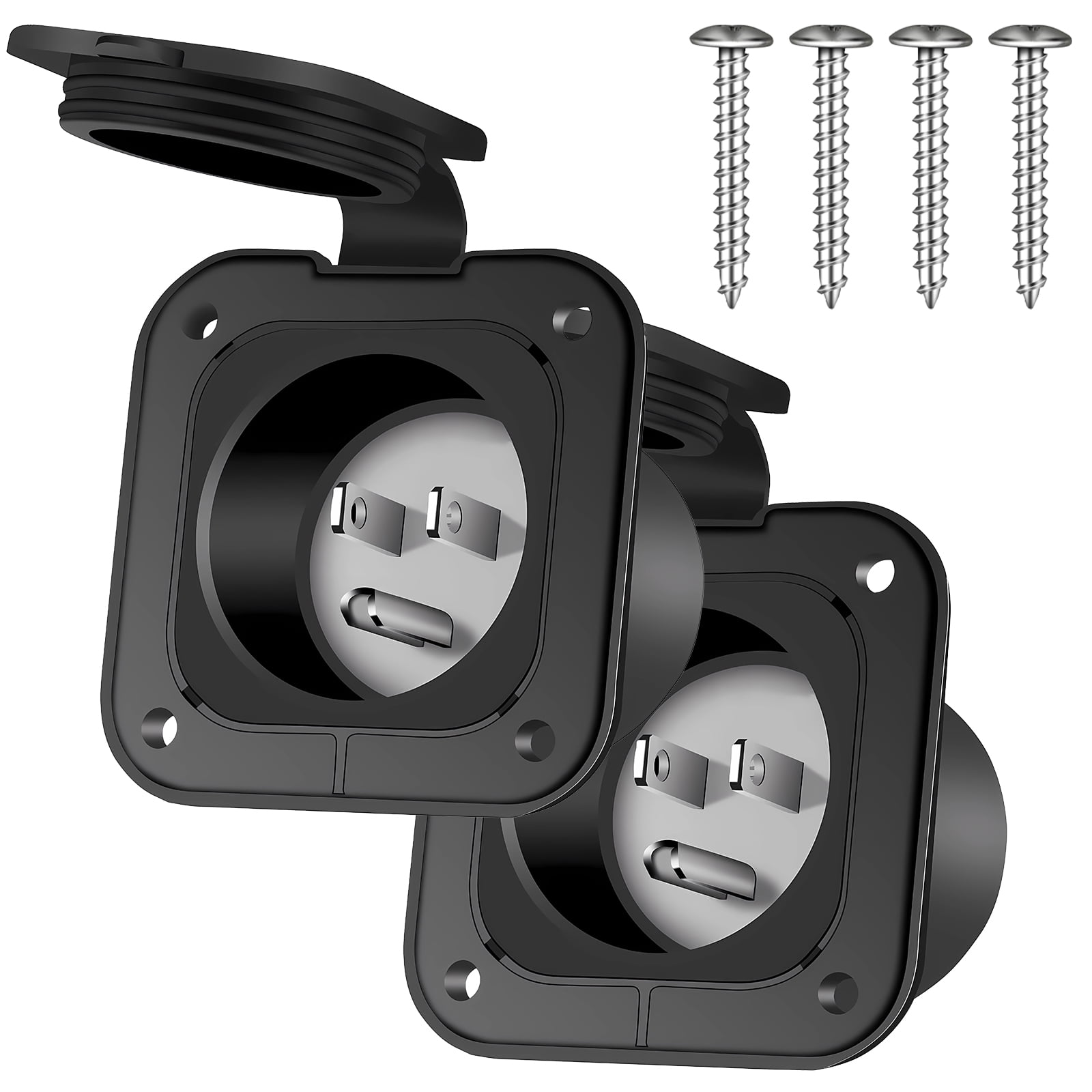 FUYGRCJ 1/2Pcs 15 Amp Flanged Inlet 125V Premium NEMA 5-15 RV Shore ...