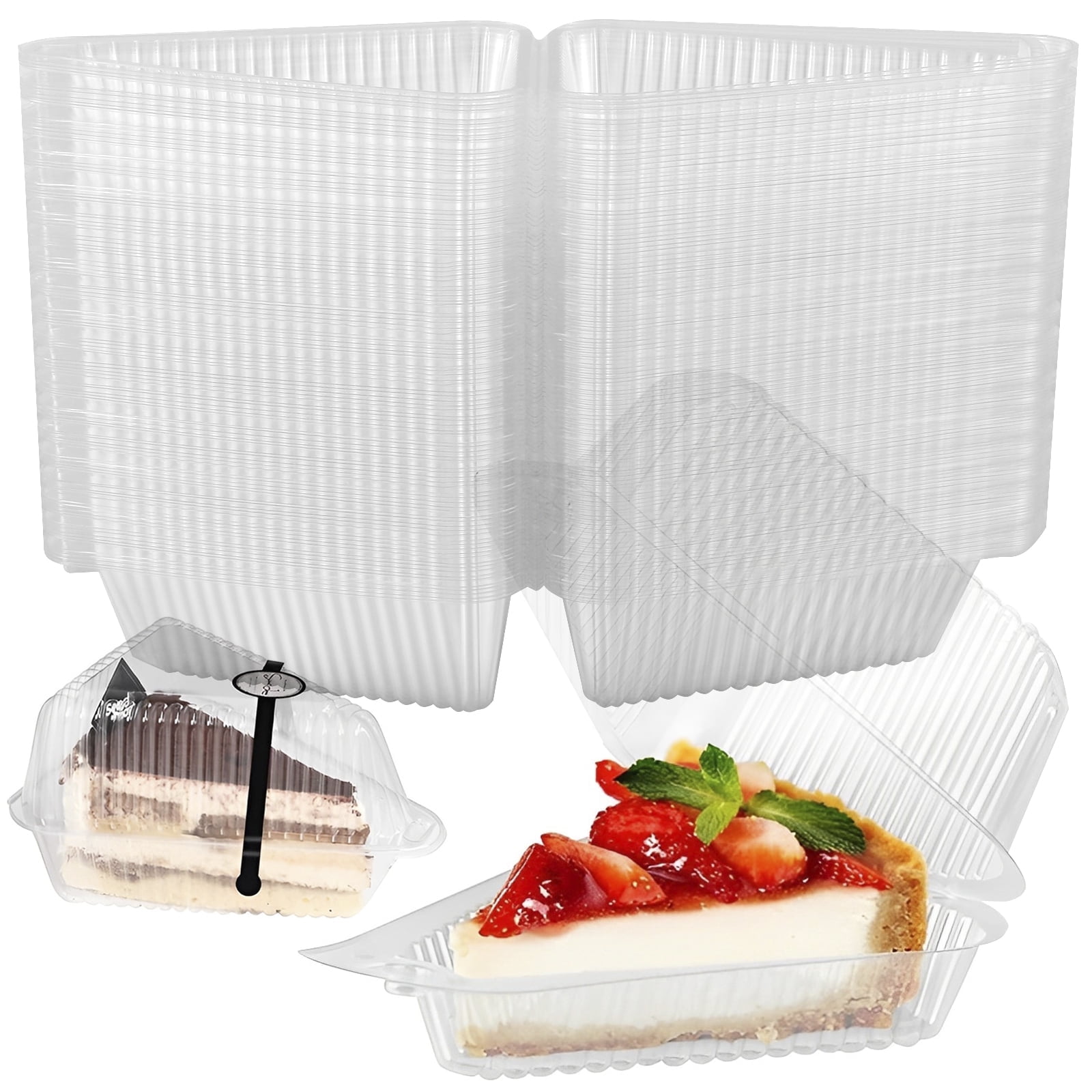 FUYGRCJ 100 Pieces Clear Cake Slice Containers, 5 Inches, Reusable PS ...