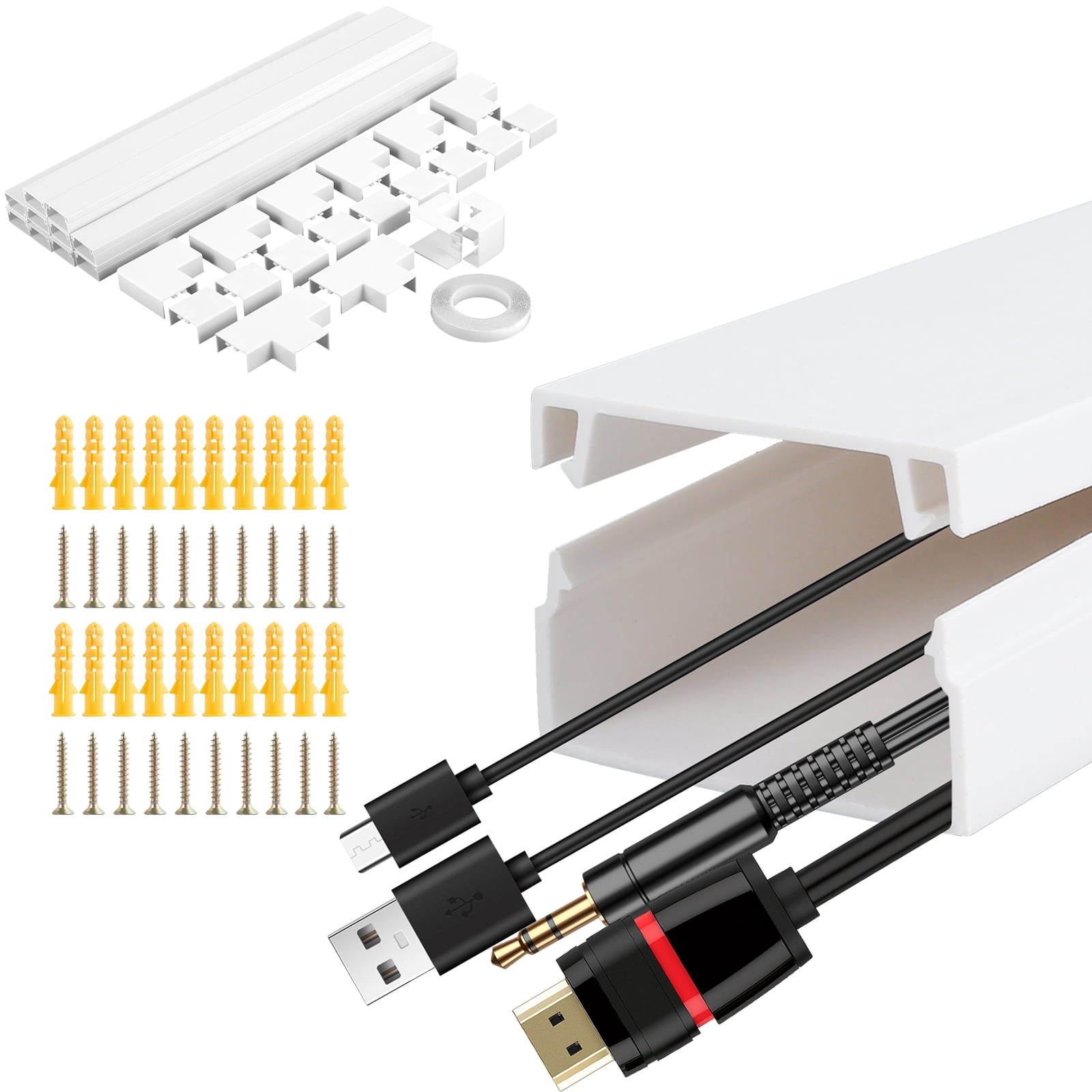 FUYGRCJ 10PCS Cord Hider, 157inch Cable Cover Raceway Kit, PVC White ...