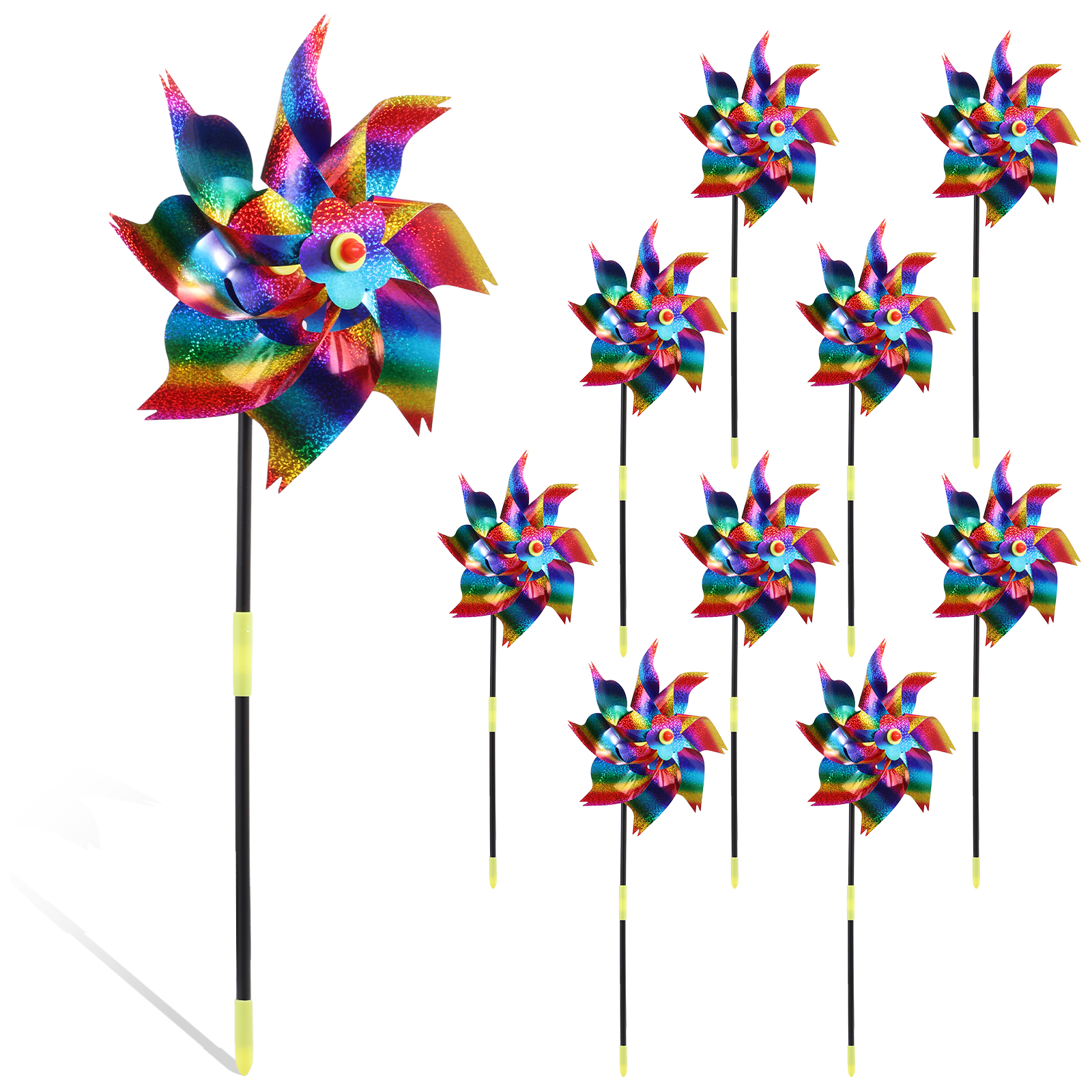 FUYGRCJ 10PCS Wind Spinners, Reflective Pinwheels for Yard and Garden ...