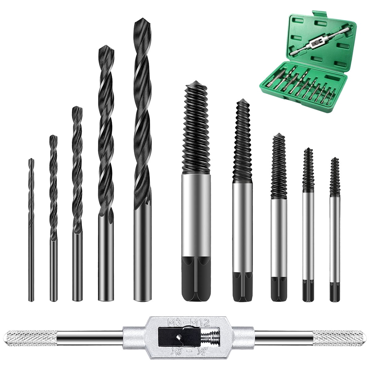 FUYGRCJ 11Pcs Damaged Screw Extractor Set, Chrome Steel, Stripped Bolt ...