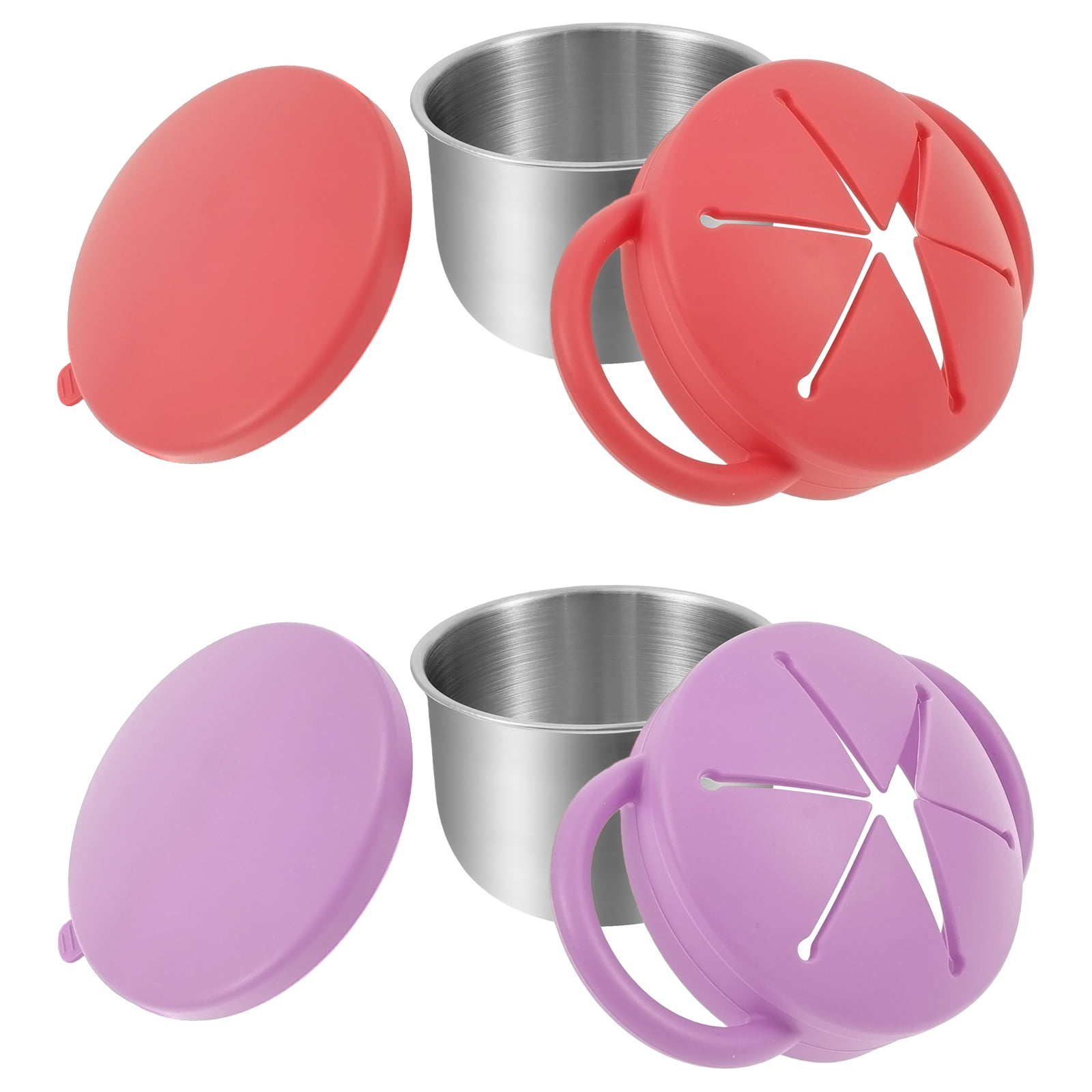 FUYGRCJ 2 Pack Stainless Steel Toddler Snack Cups, 9 OZ Spill-Proof ...