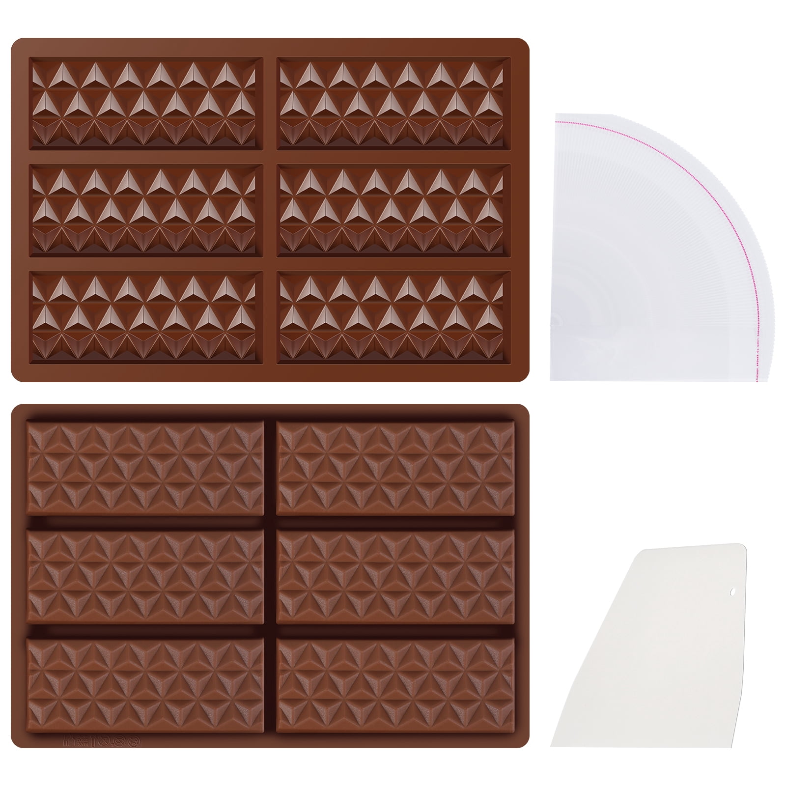 FUYGRCJ 2 Pcs Silicone Chocolate Bar Mold Nonstick Chocolate Bar Mold ...
