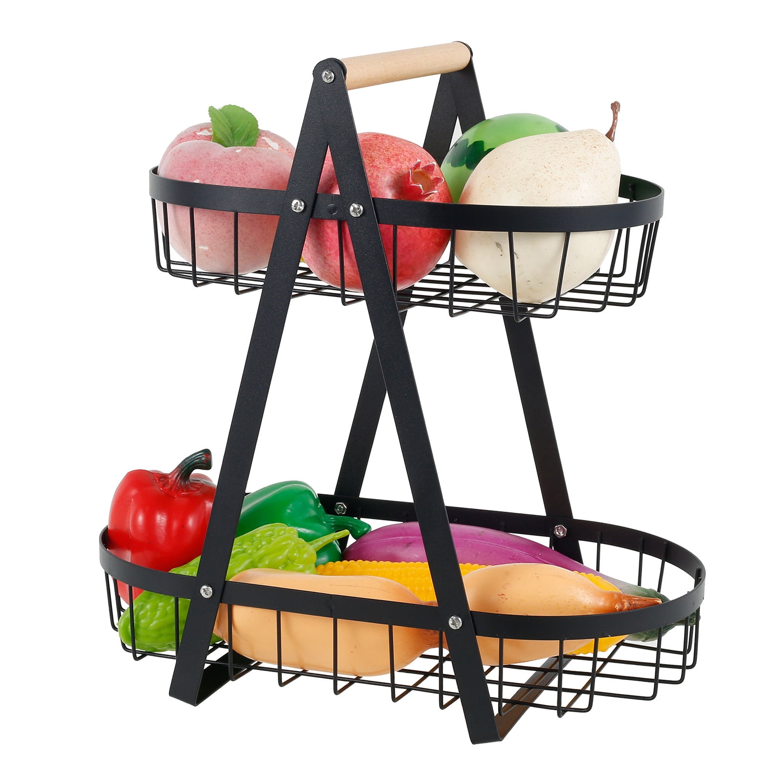 FUYGRCJ 2 Tier Countertop Fruit Basket Portable Large Capacity Fruit ...