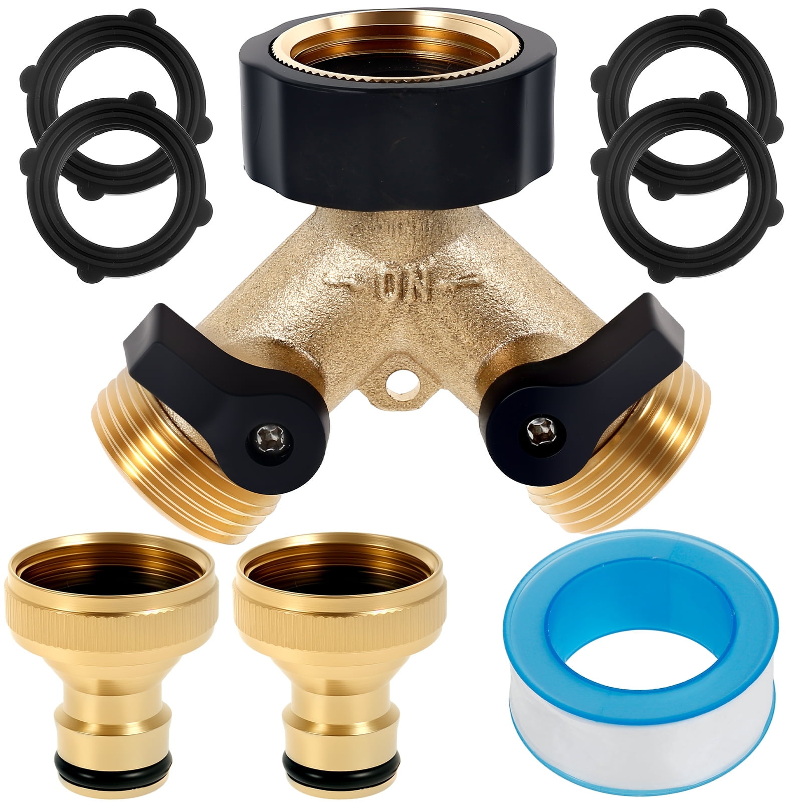 FUYGRCJ 2 Way Hose Splitter, Garden Hose Full Flow Faucet Splitter ...