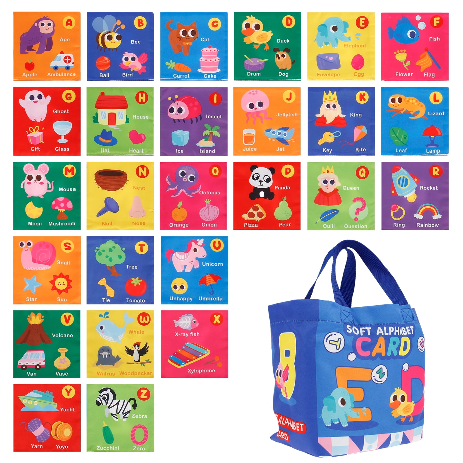 FUYGRCJ 26PCS Soft Alphabet Cards, Educational Cloth Alphabet Flash ...