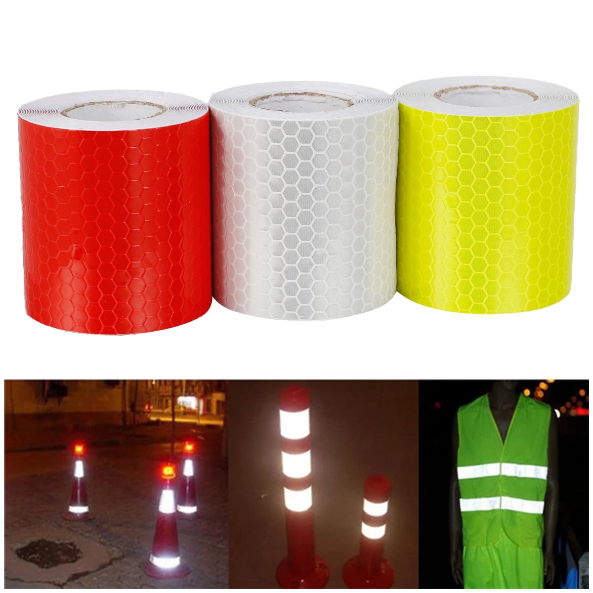 FUYGRCJ 2CPS Reflective Yellow Tape 2 in × 10 FT, Outdoor Safety Tape ...