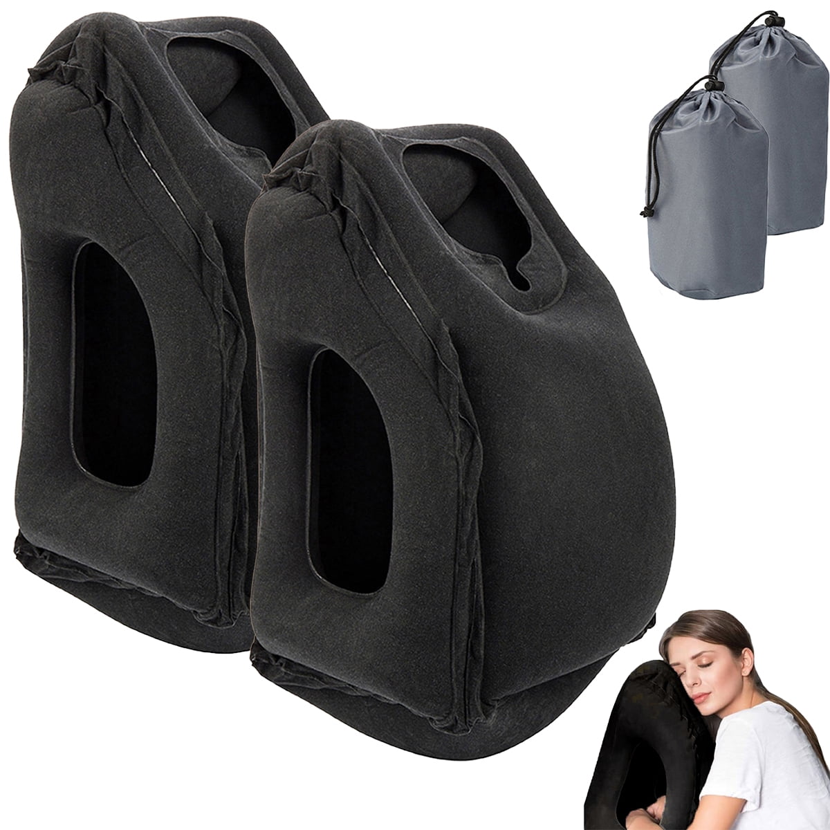 FUYGRCJ 2PCS Inflatable Travel Pillow, Inflatable Neck Pillow ...