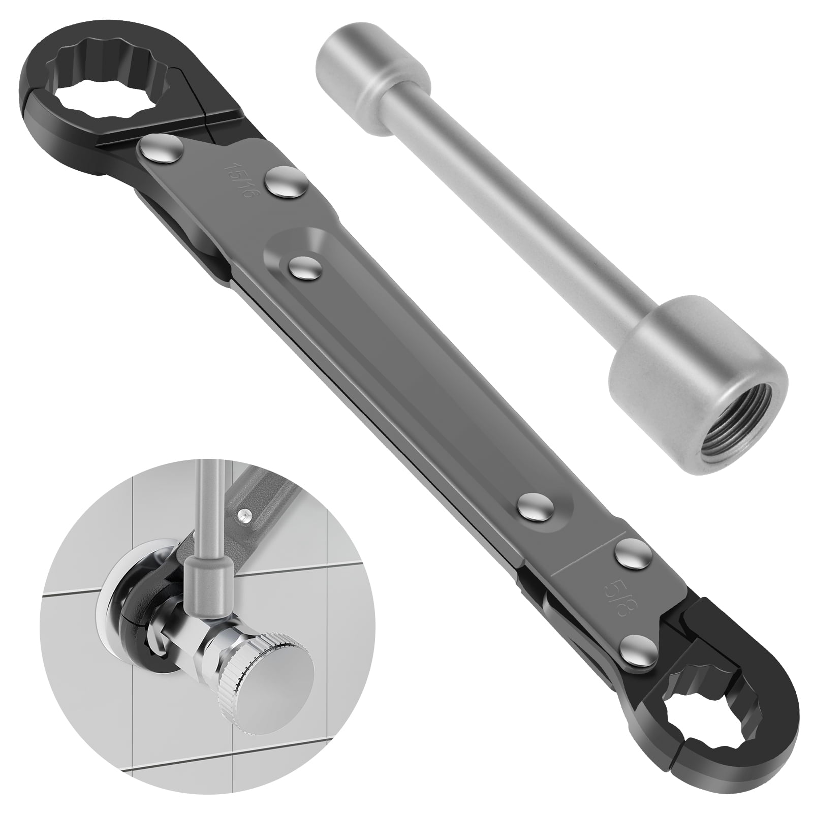 FUYGRCJ 2Pcs Angle Wrench Set Steel Plumbing Tools Ergonomic Angle Stop ...