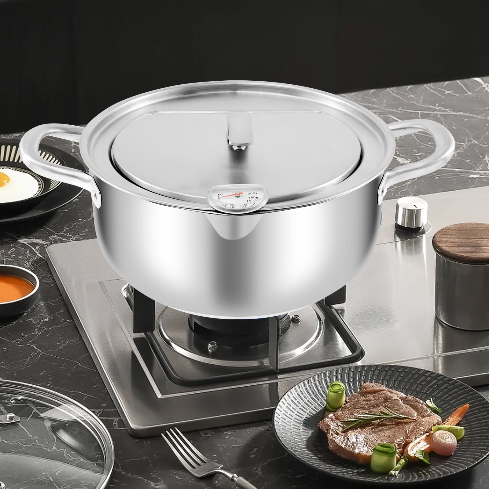 FUYGRCJ 3.85L Stainless Steel Frying Pot, Deep Fryer Pot with ...