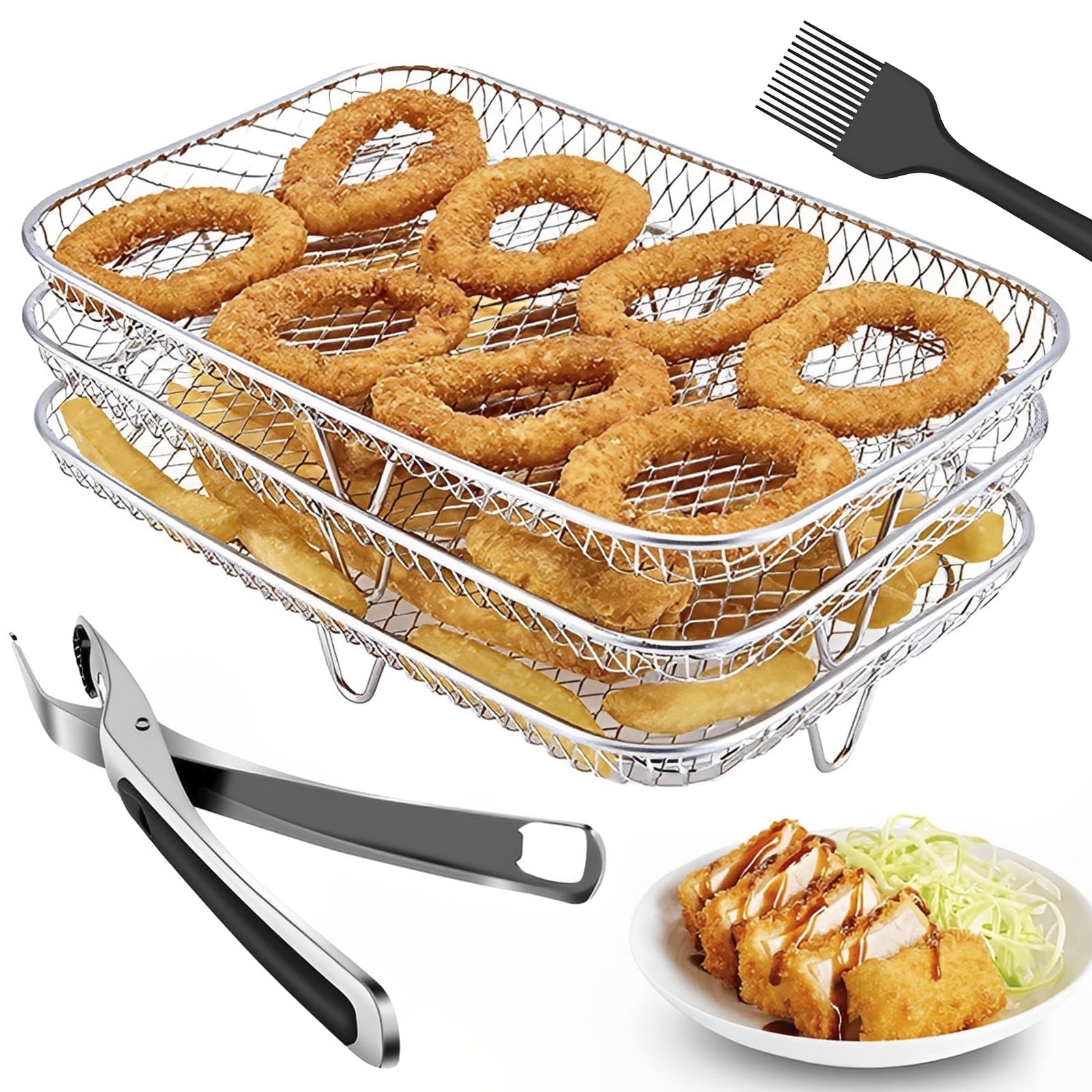 Xiyztok 3 Pcs Air Fryer Rack with Anti-scalding Clip Stainless Steel ...