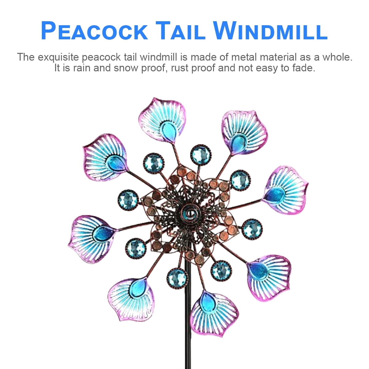 FUYGRCJ 35 inch Kinetic Peacock Wind Spinners 360 Degree Swivel Peacock ...
