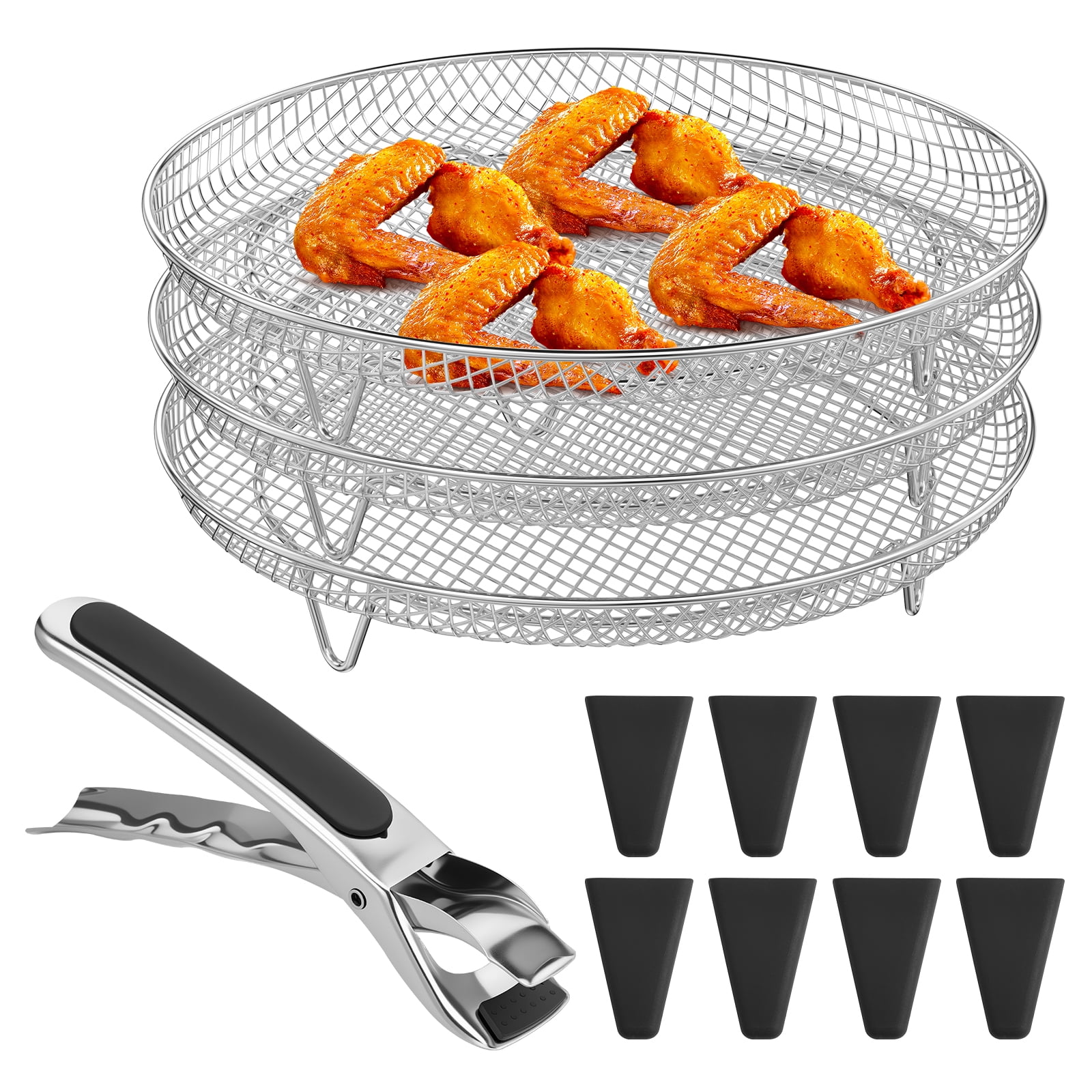 FUYGRCJ 3PCS Upgrade Air Fryer Rack, Stackable Dehydrator Racks with ...