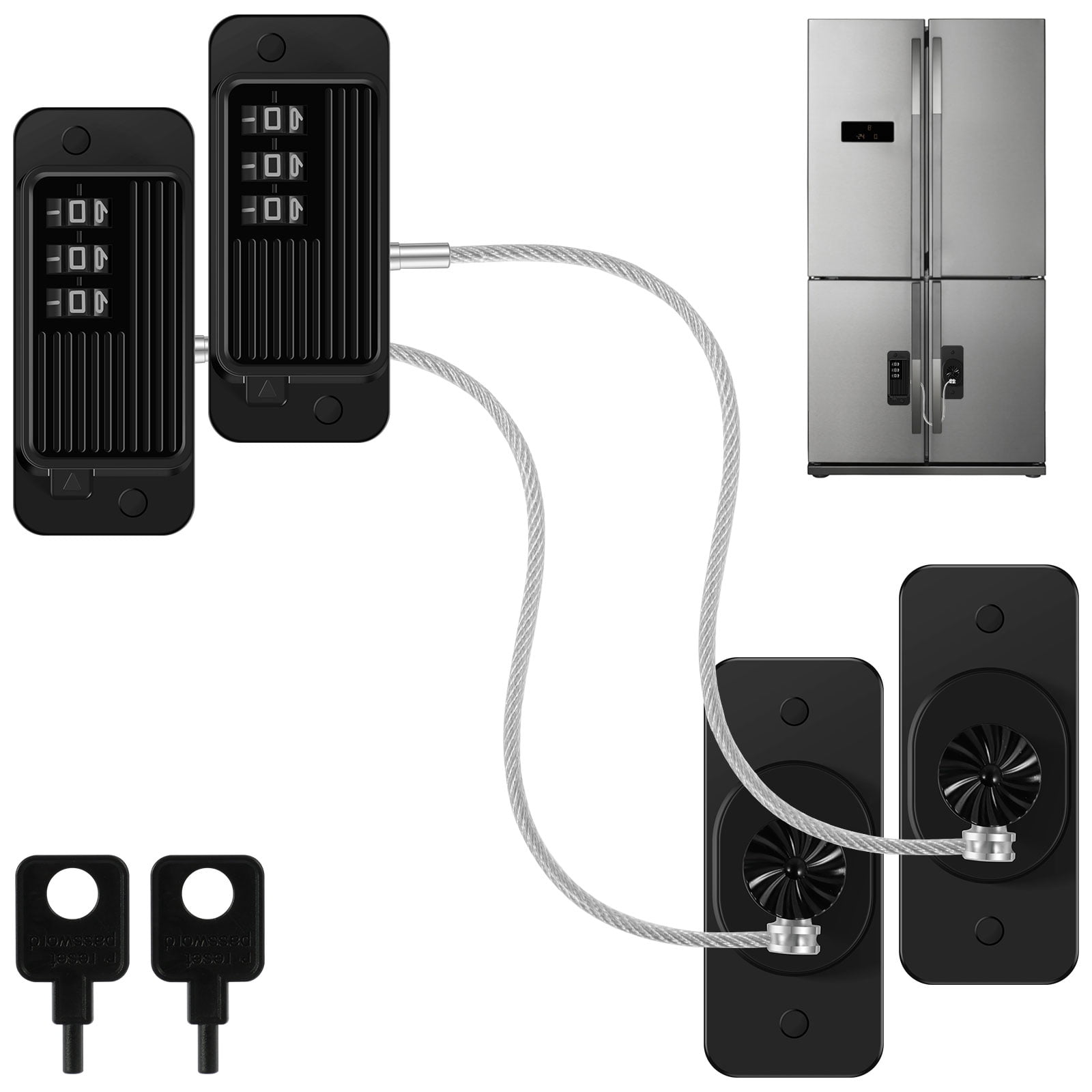 FUYGRCJ 4PCS Refrigerator Lock, Self Adhesive Fridge Combination Lock ...