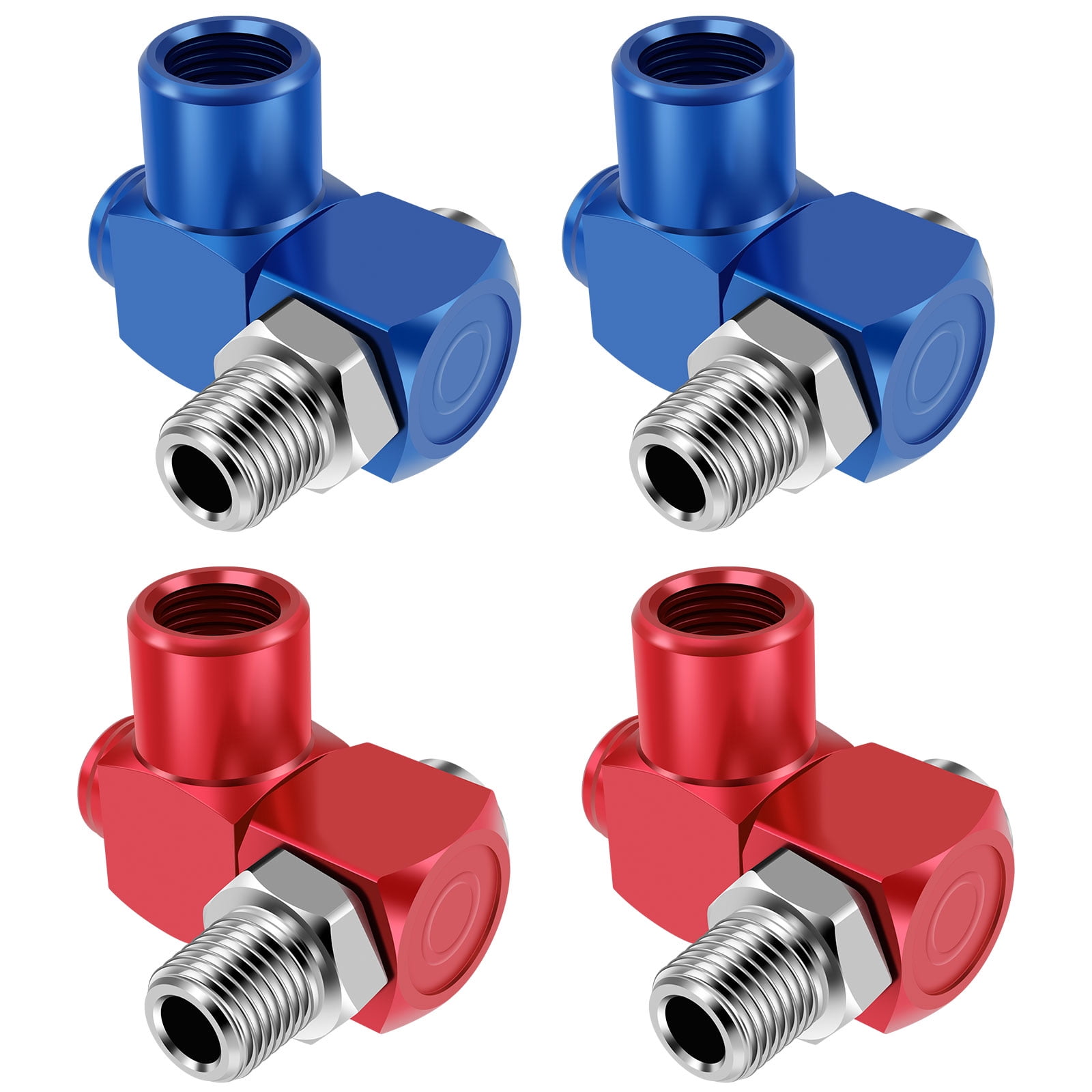FUYGRCJ 4Pcs Air Hose Connector 360° Swivel Air Hose Fitting Aluminum 1 ...