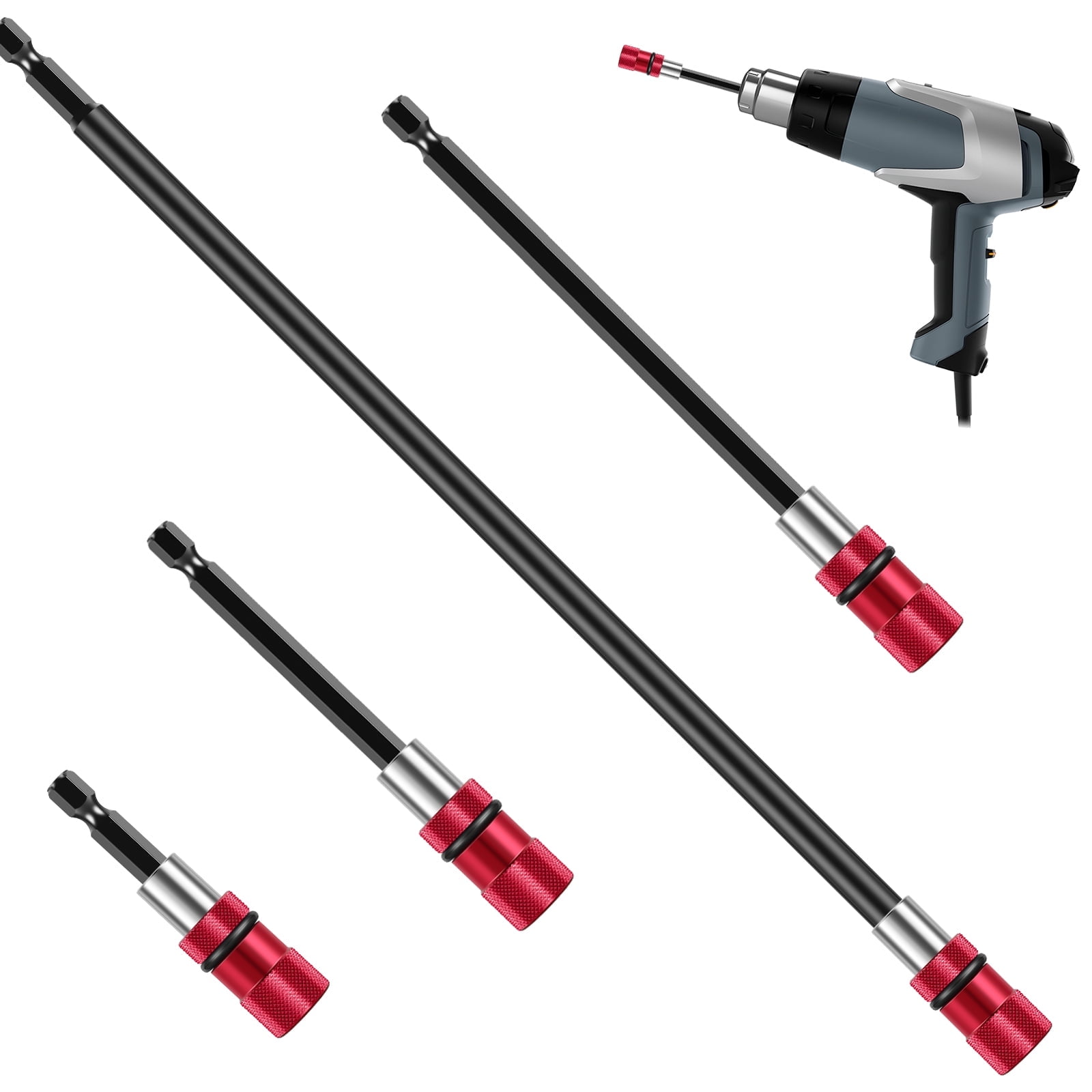 FUYGRCJ 4Pcs Drill Bit Extension Set Chrome Vanadium Steel 1/4inch Hex ...