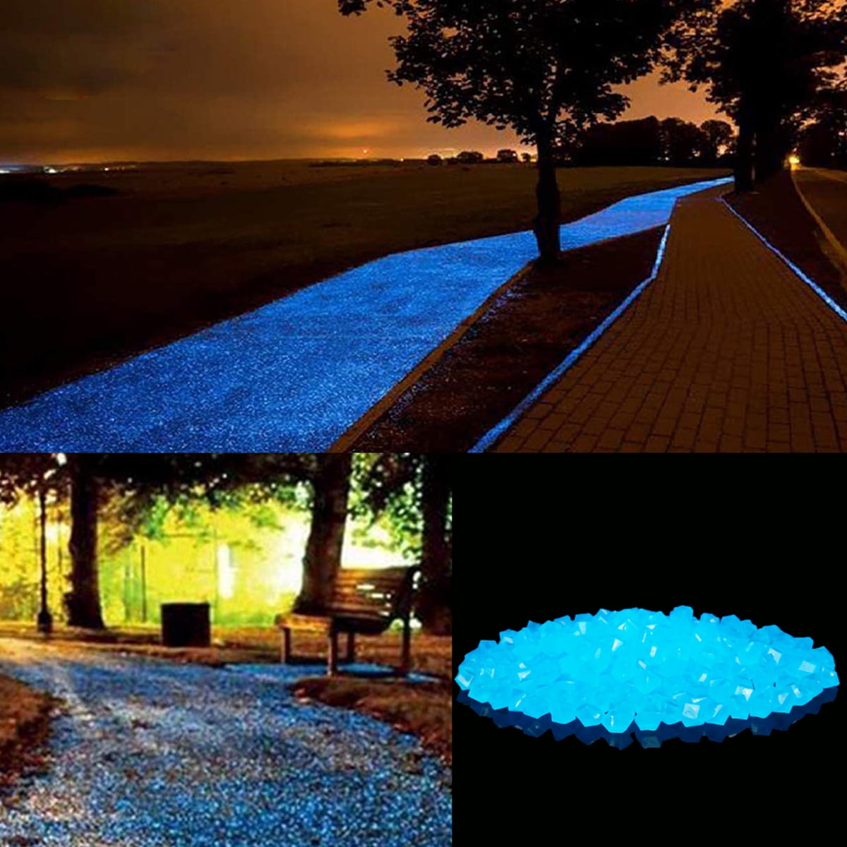 FUYGRCJ 600PCS Blue Luminous Stones, Glowing Cobblestones, Gravel ...