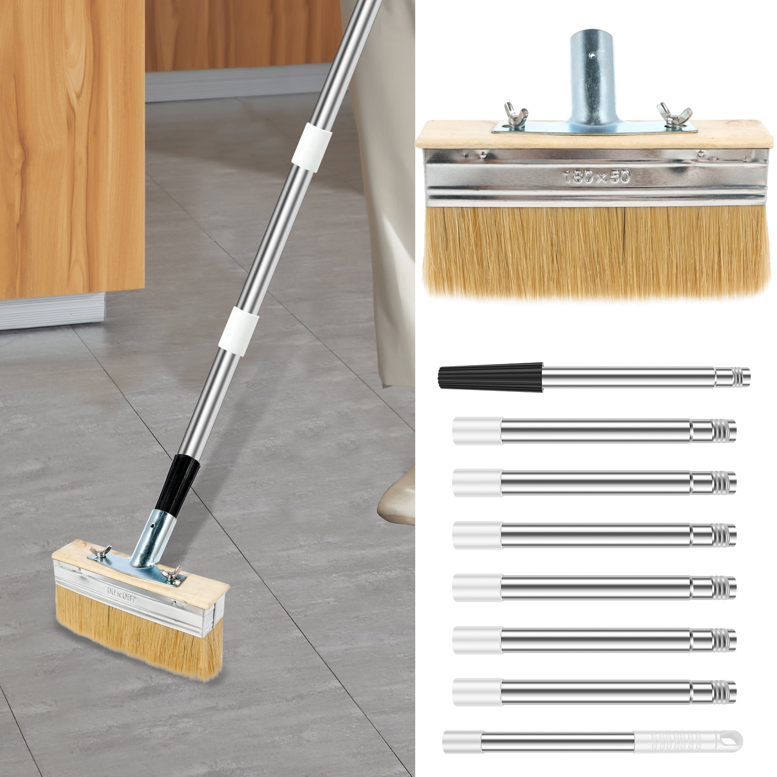 FUYGRCJ 67inch Deck Stain Brush with Long Handle, Stainless Steel ...