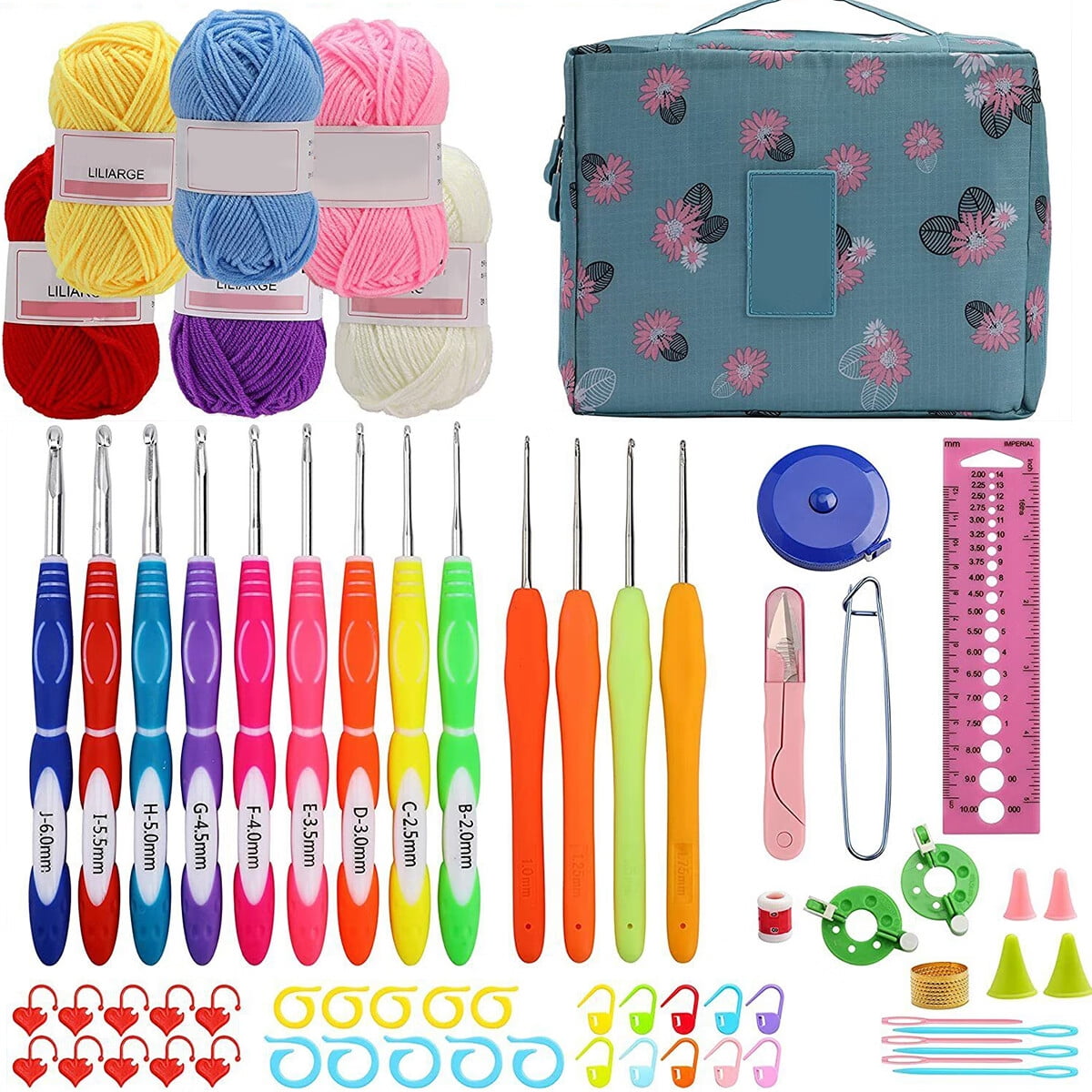 FUYGRCJ 68 PCS Crochet Hook Set with Case, Ergonomic Crochet Kits ...