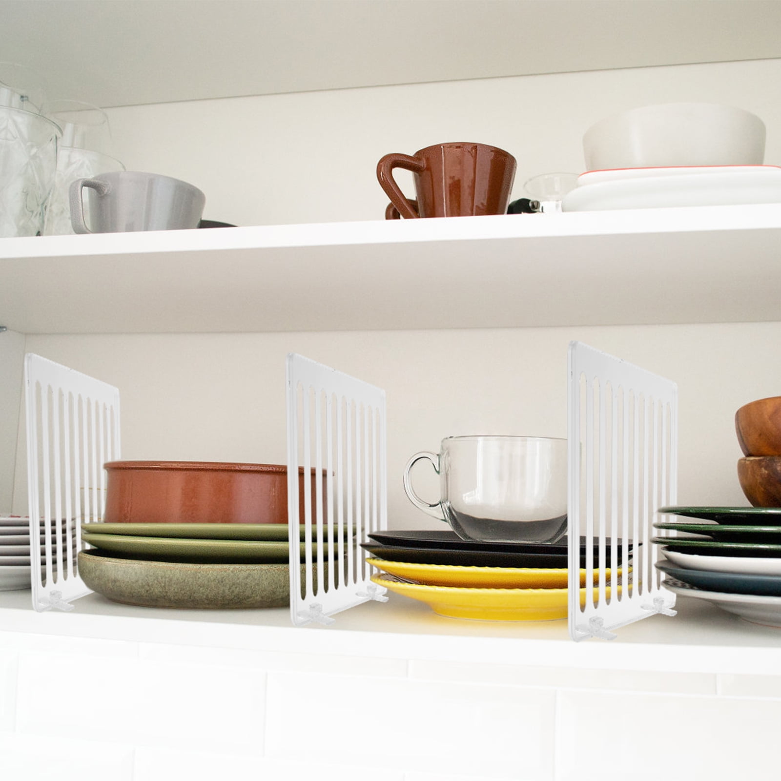 FUYGRCJ 6Pcs Plastic Shelf Dividers with Adhesive Removable Clear Shelf ...