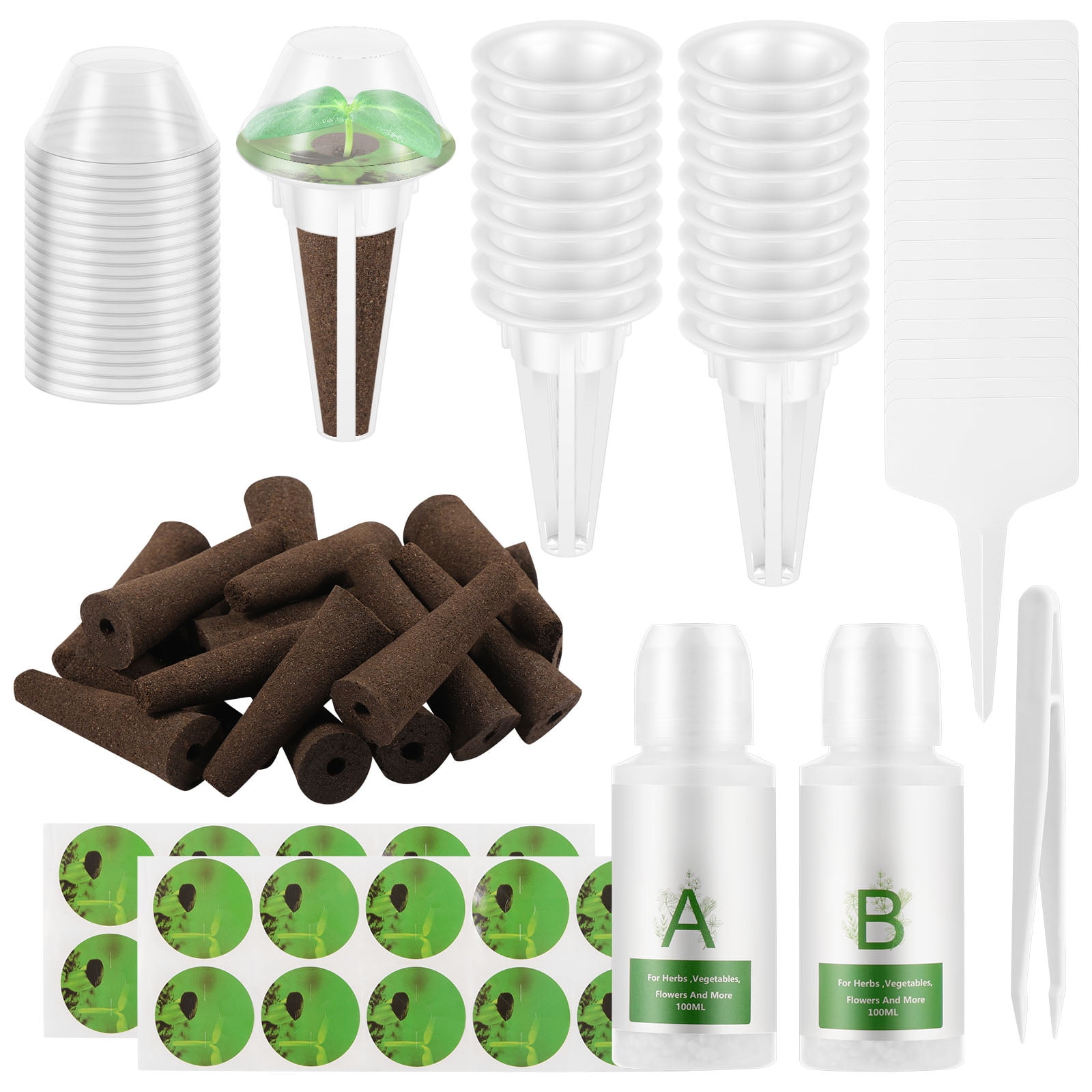 FUYGRCJ 103 Piece Hydroponic Pods Kit, Grow Anything with Grow Sponges ...