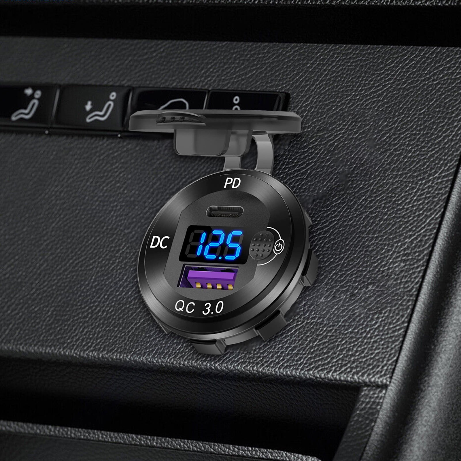 FUYGRCJ Car Charger Socket 12V to 24V Double PD3.0 QC3.0 Ports Car USB ...