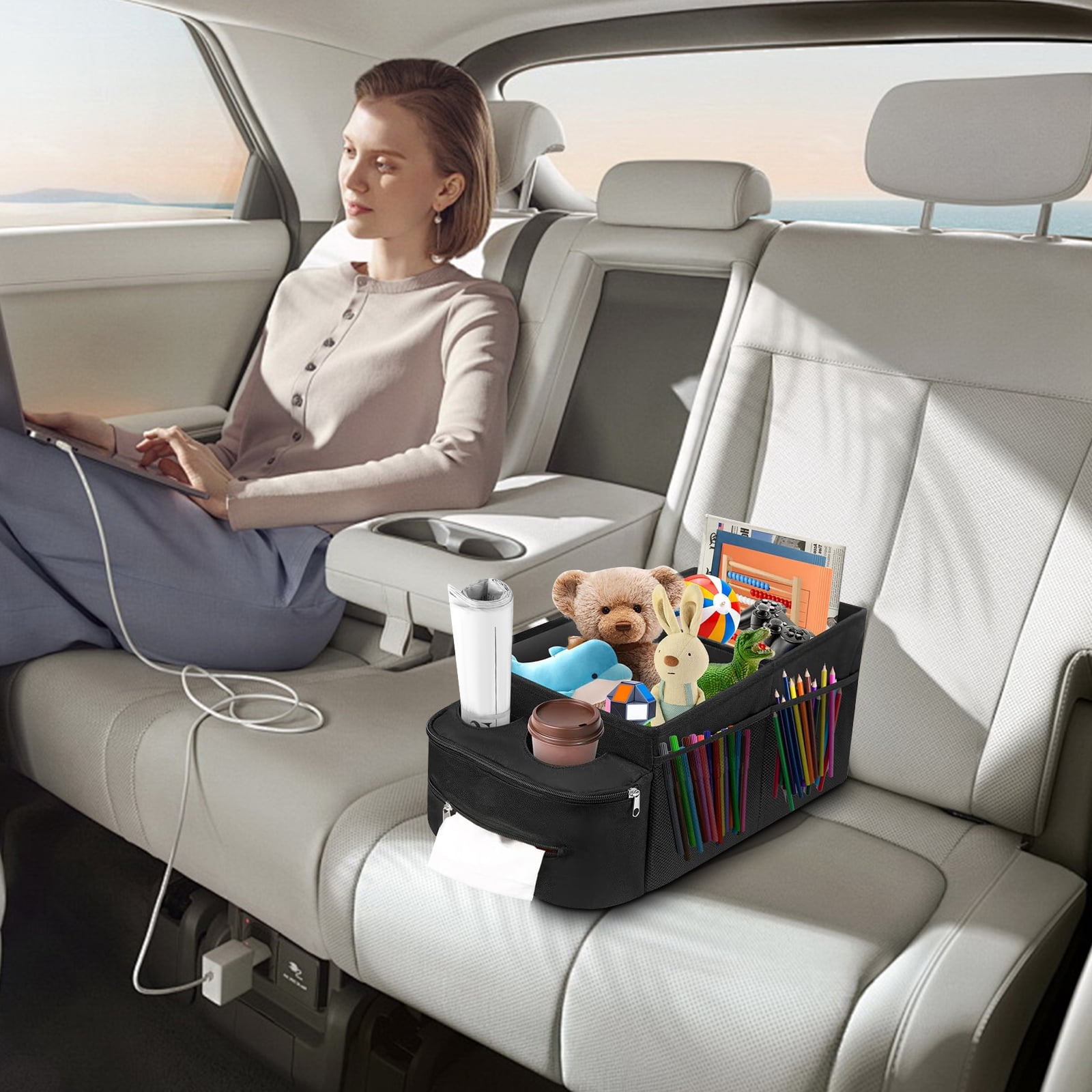 FUYGRCJ Car Seat Organizer with Handle Foldable Backseat Car Organizer ...