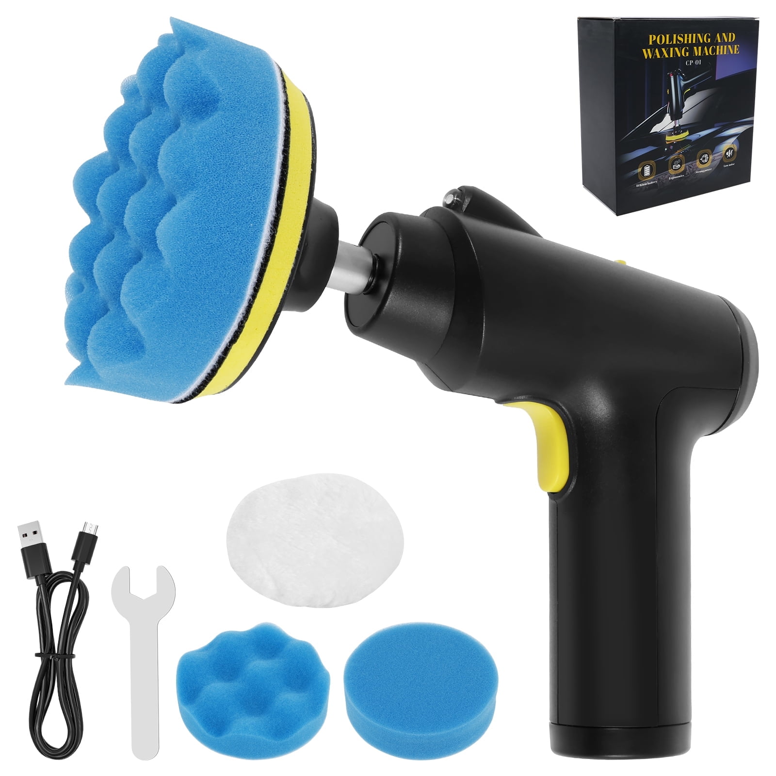 FUYGRCJ Cordless Car Polishing Kit With Lights Portable 3 Variable ...