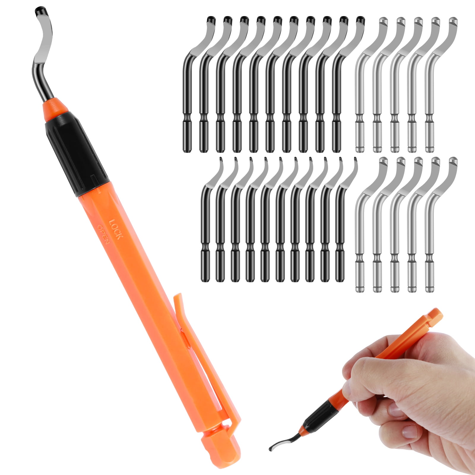 FUYGRCJ Deburring Tool Kit with 30 Extra HSS Blade Sharp Burr Removal ...