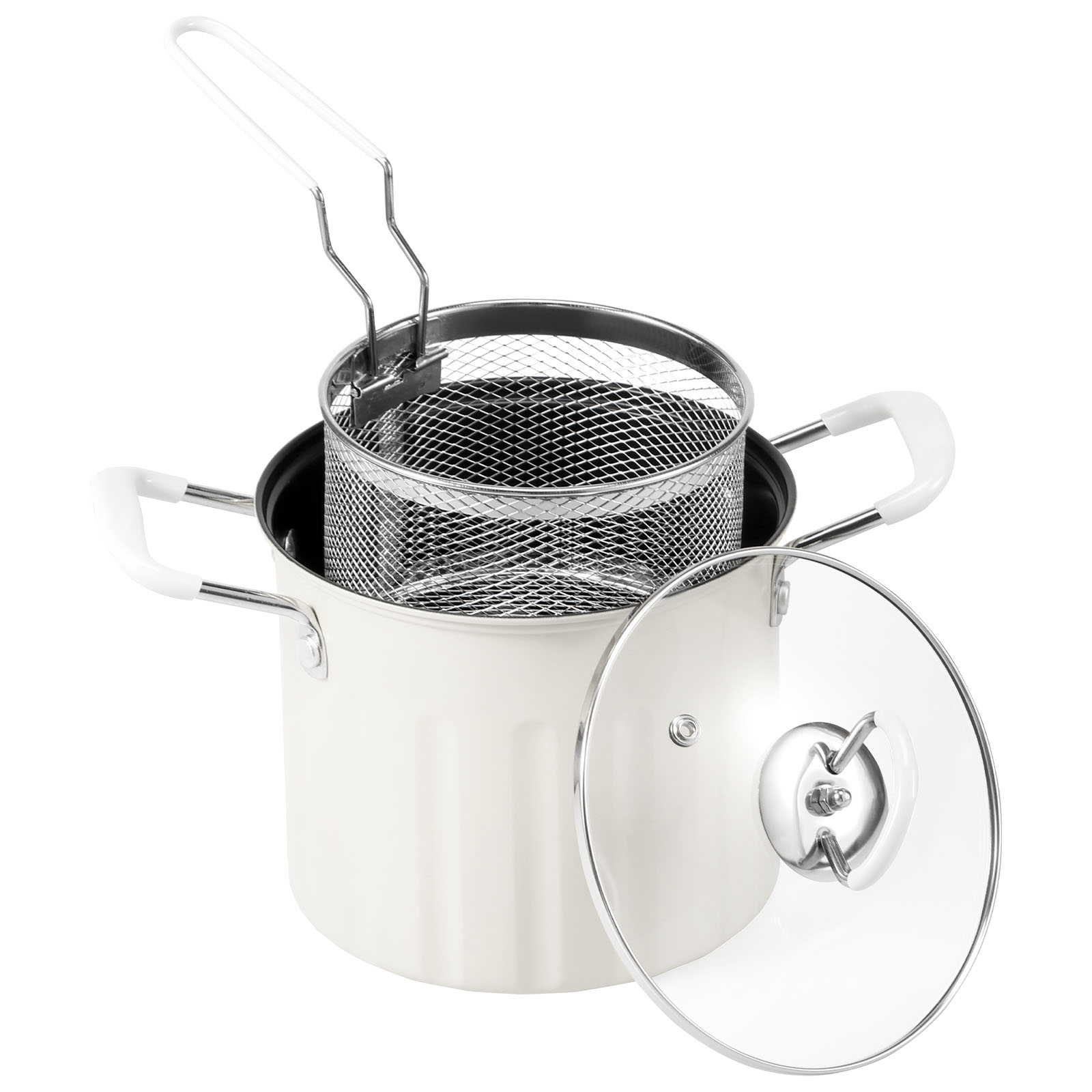 FUYGRCJ Deep Frying Pot Stainless Steel Frying Pan with Carrying Handle ...