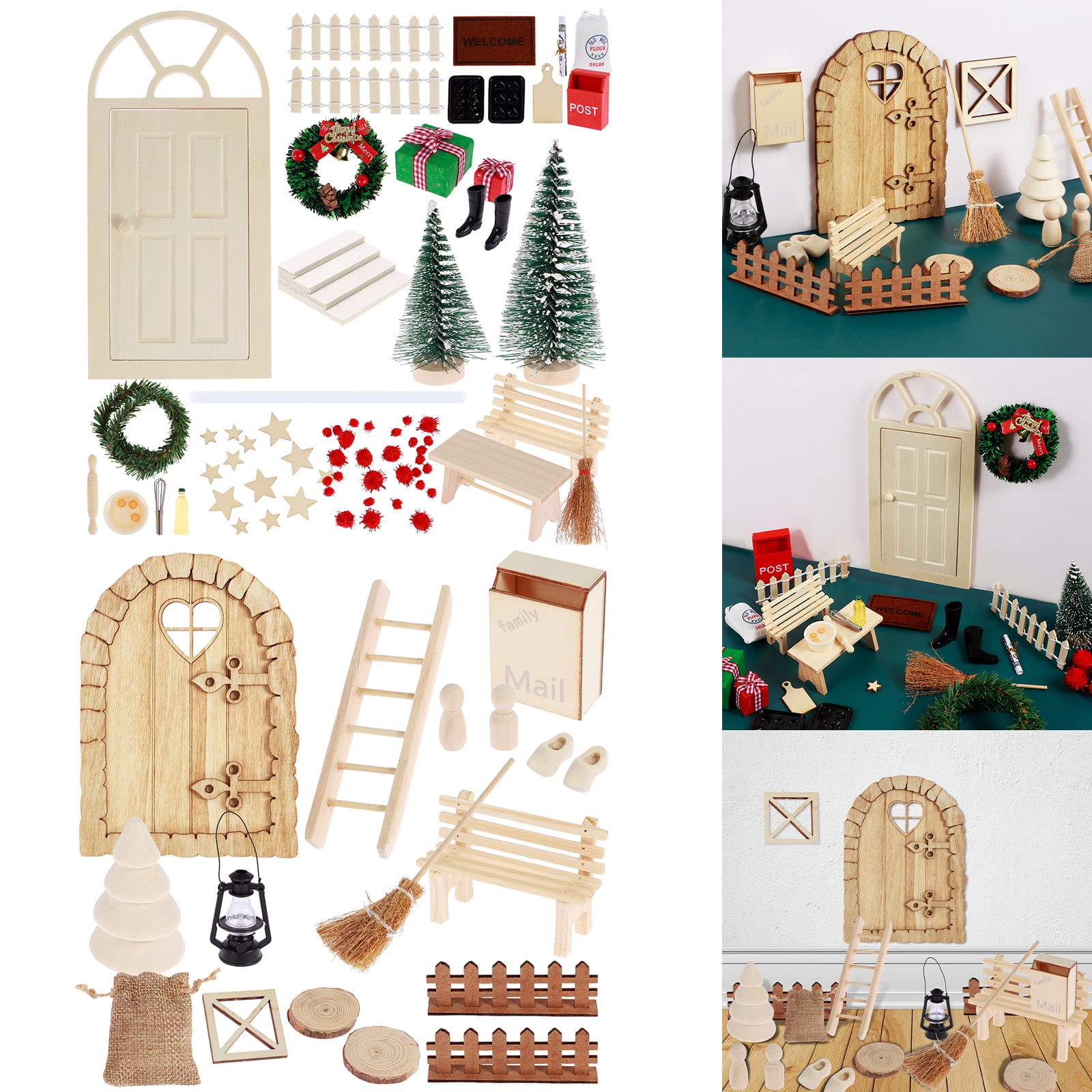 FUYGRCJ Dollhouse Furniture Set Wooden DIY Dollhouse Furniture Toys ...