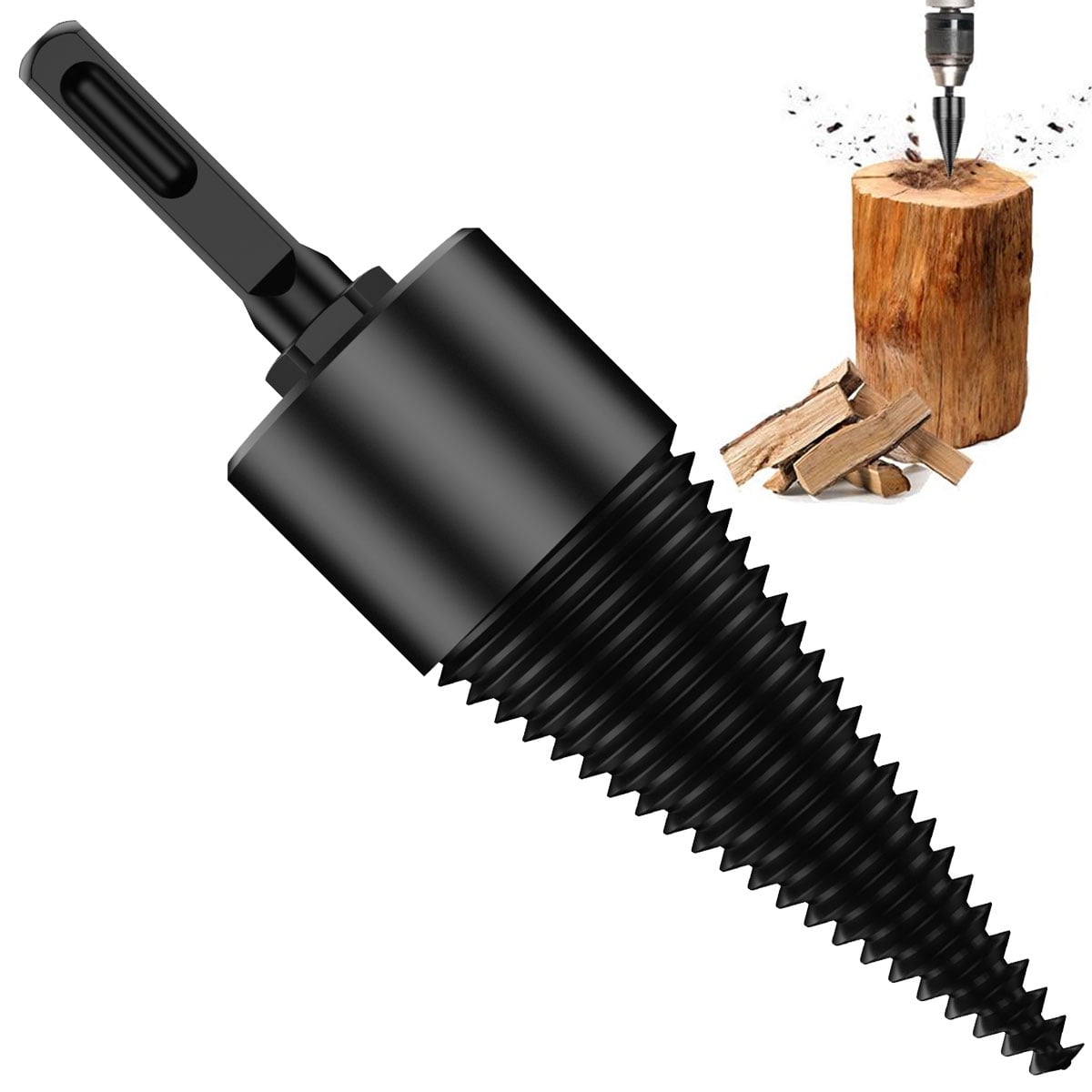 FUYGRCJ Firewood Drill Bit, Wood Splitter Drill Bits, 42mm Splitting Wood Cone Drill Bit, Square ...
