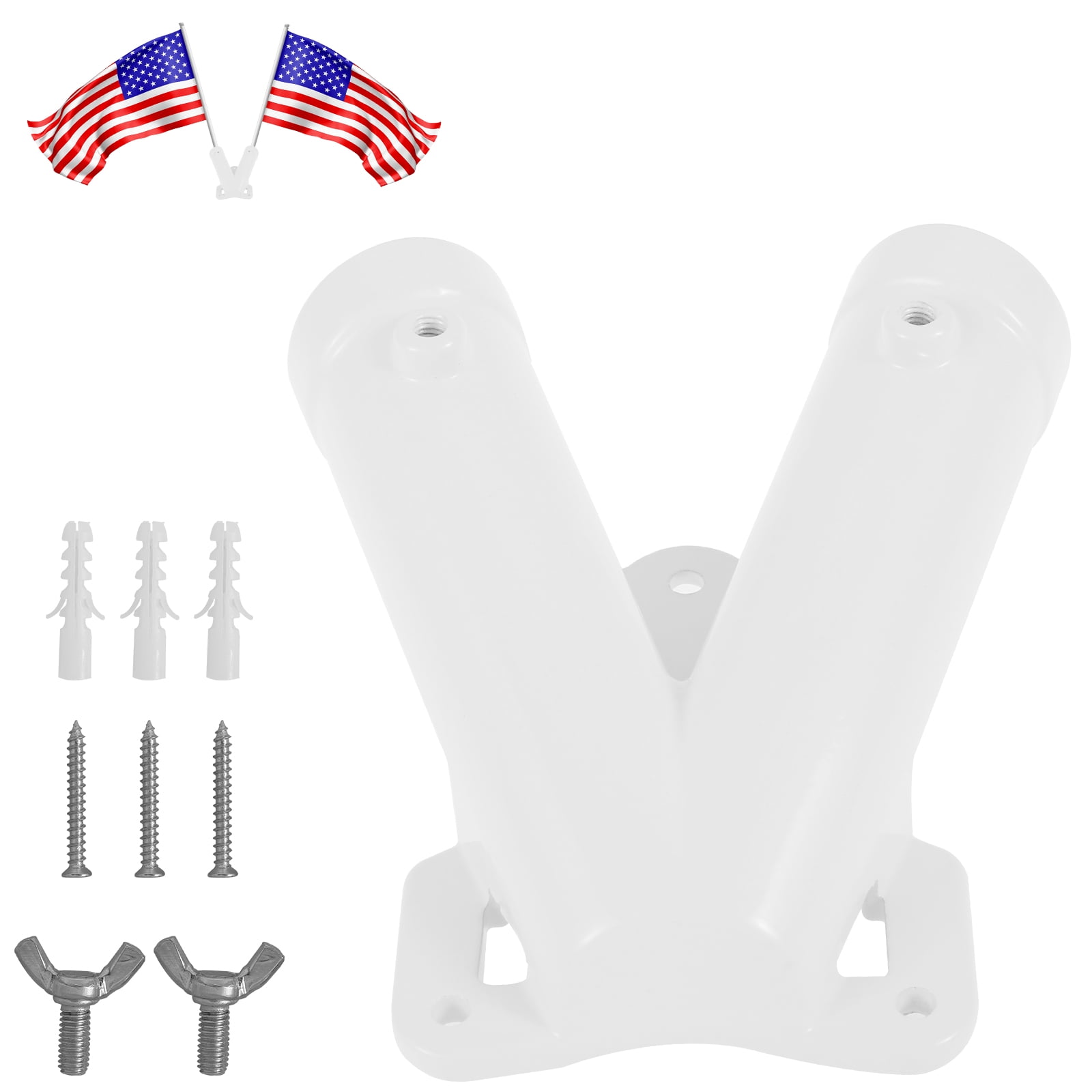 FUYGRCJ Flag Pole Holder 2 Holes Wall Mounted Flag Pole Bracket ...