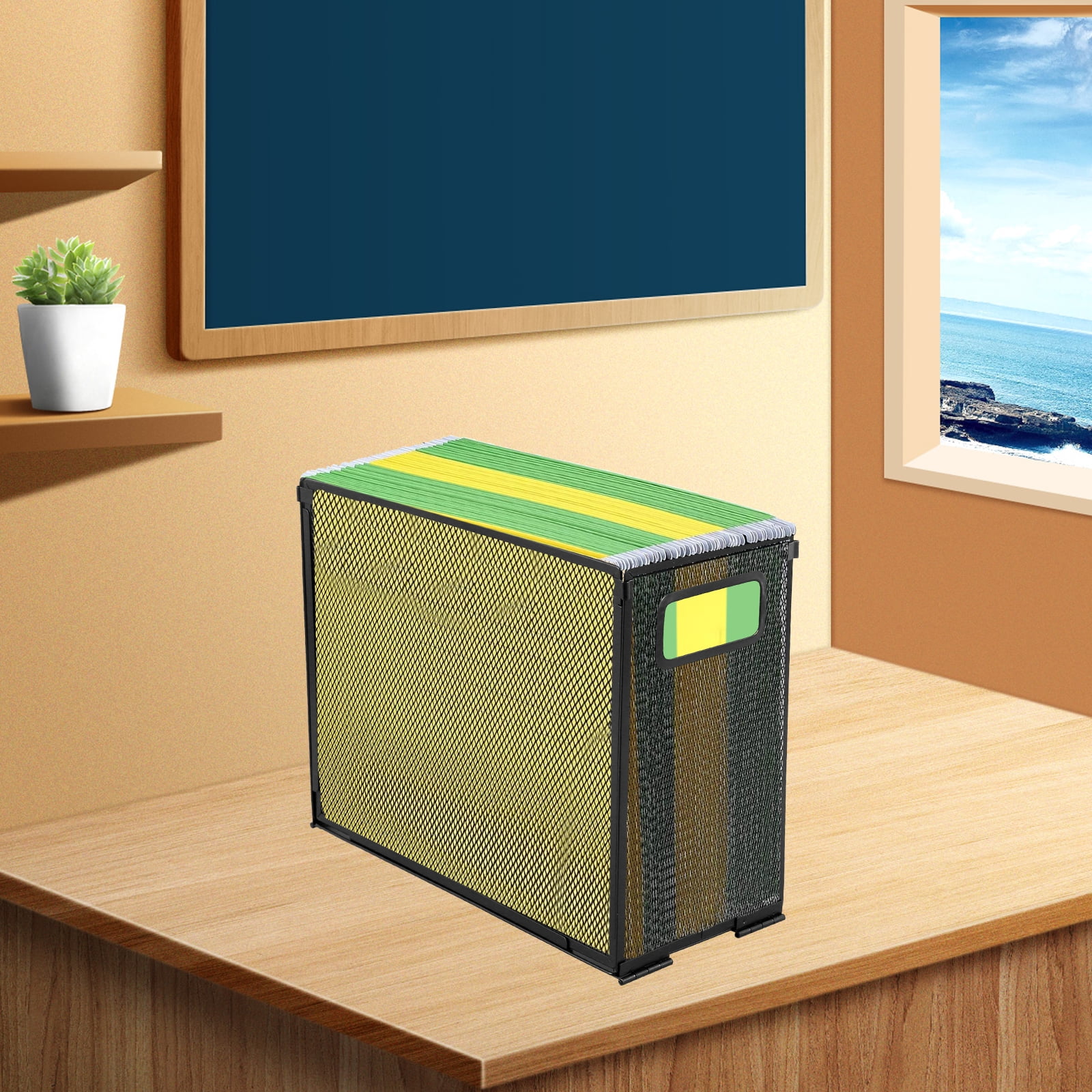 FUYGRCJ Hanging File Organizer Metal File Holder Box with Handle Letter ...