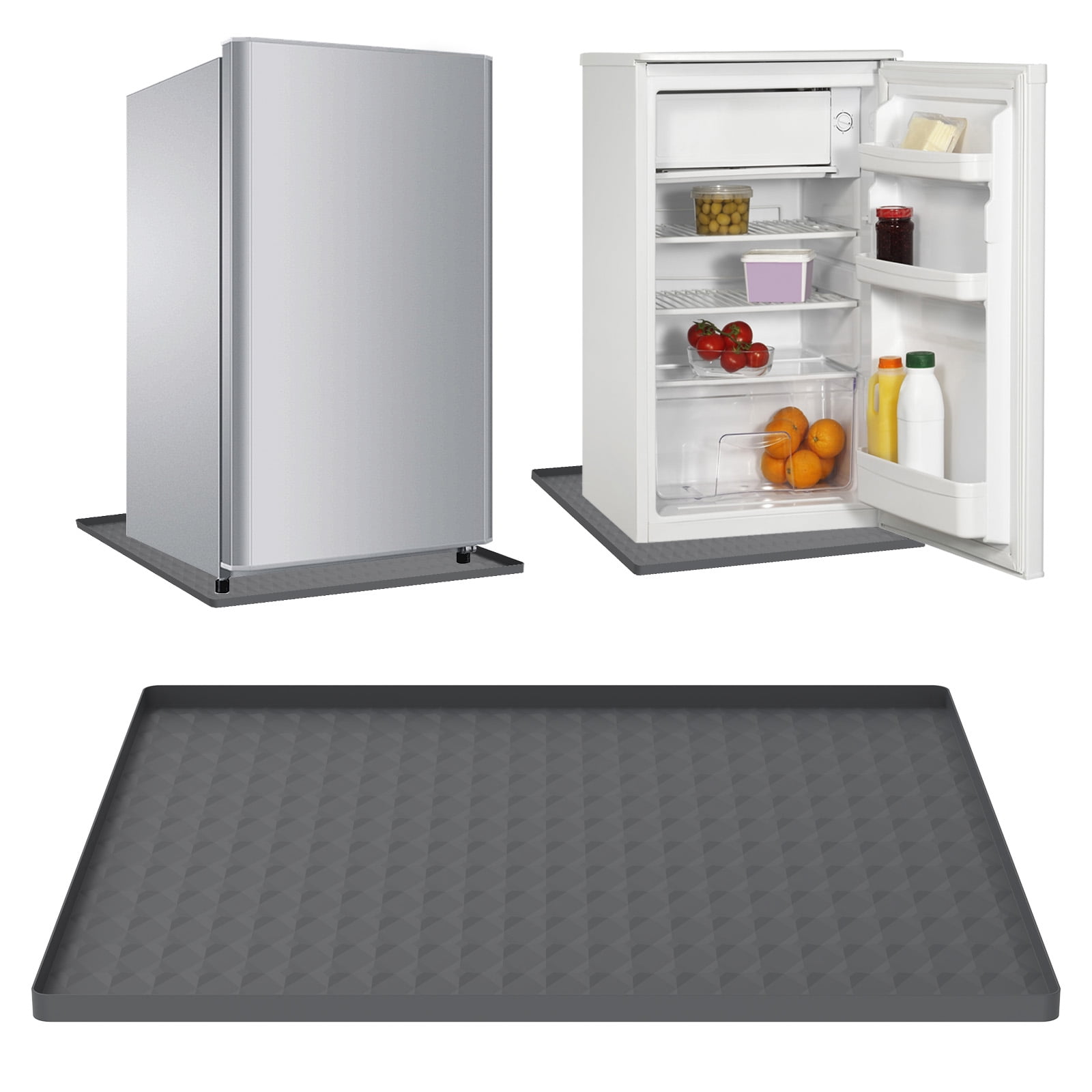 FUYGRCJ Mini Fridge Silicone Mat with 0.8 Inch Raised Edges 23.6x23.6 ...