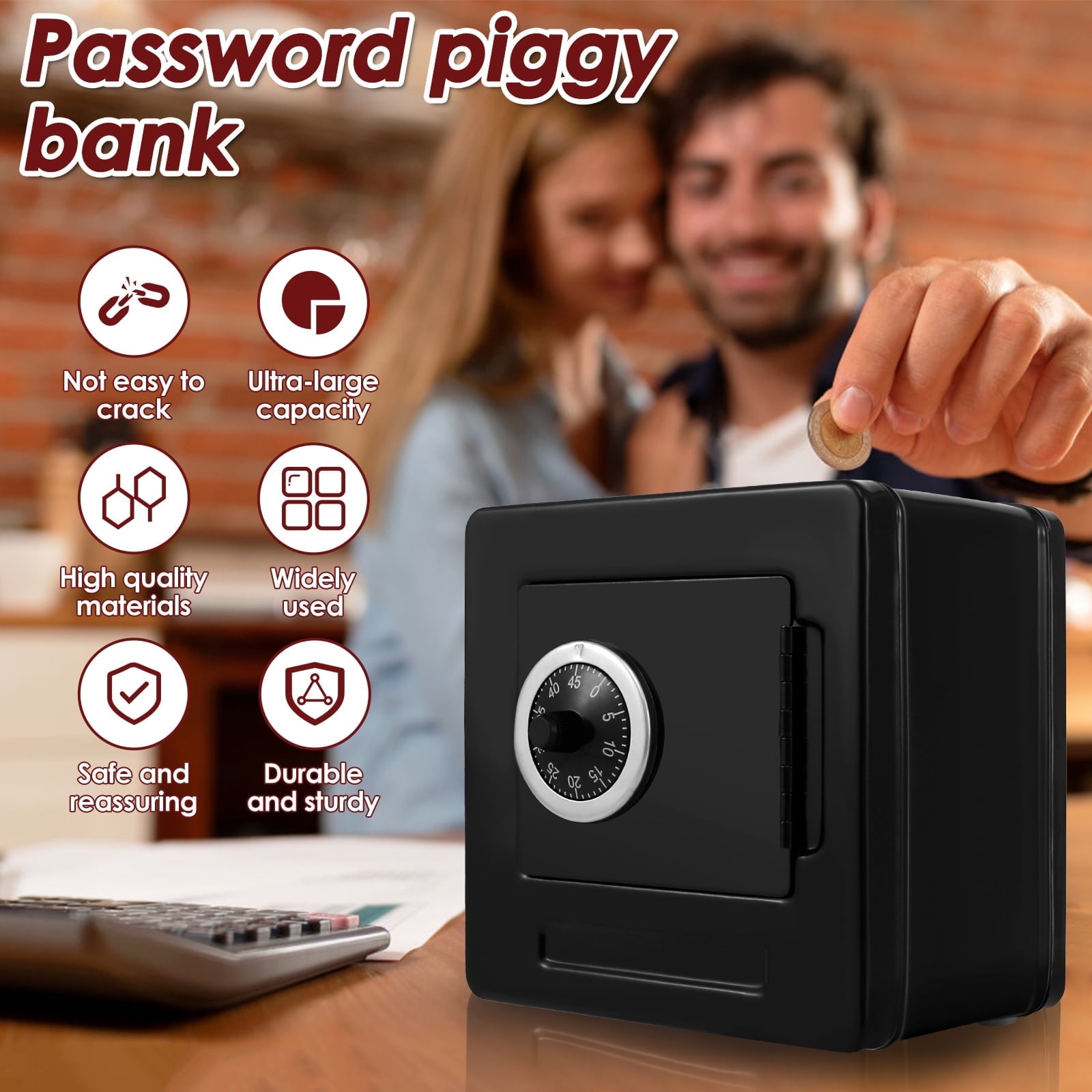 FUYGRCJ Piggy Bank for Adults,Cash Box with Lock,100% Safe Money Box ...