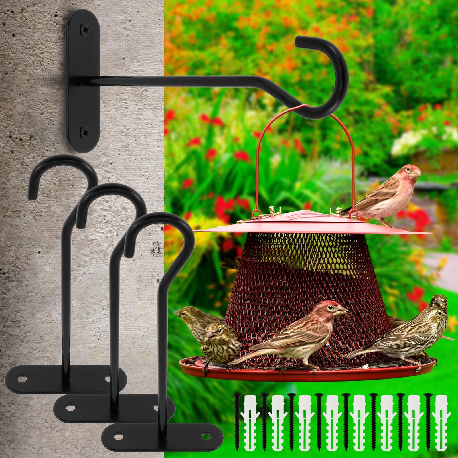 FUYGRCJ Plant Hanger 6 Inch Wall Plant Hook Supports up to 22lbs Iron Plant Hanging Hooks Flower ...