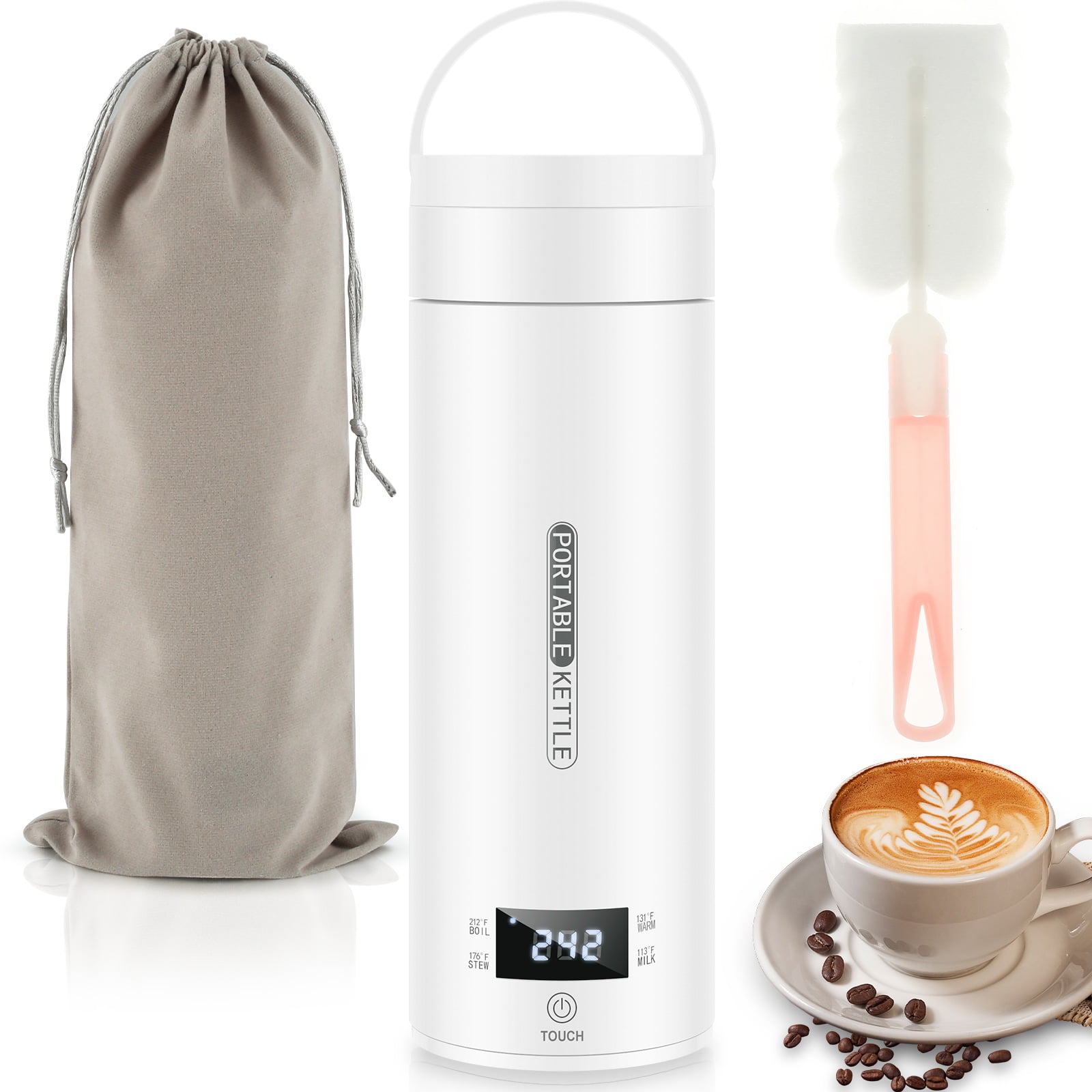 Tysrjsv Portable Travel Kettle, 500ml Stainless Steel Electric Kettle ...