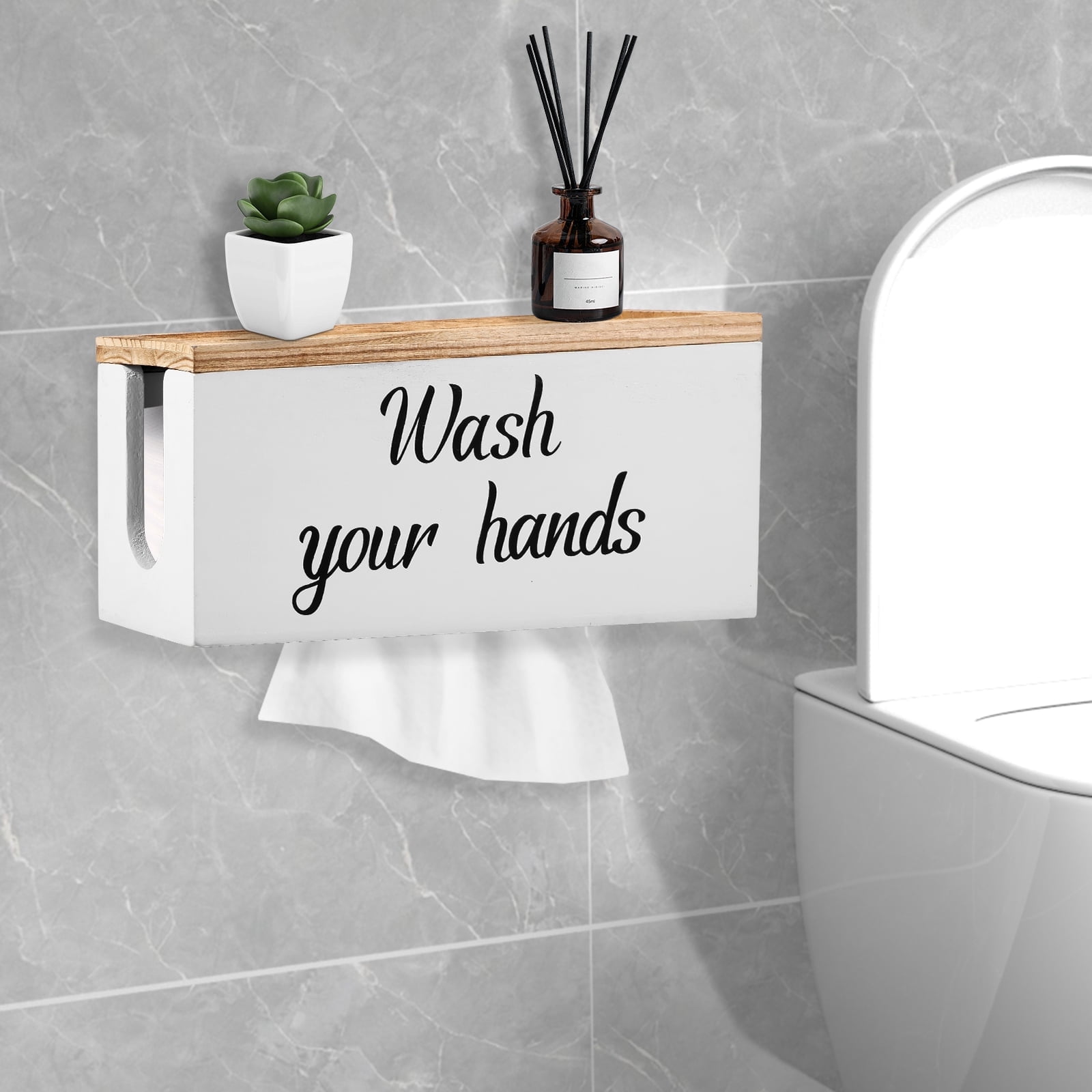 FUYGRCJ Solid Wood Paper Towel Dispenser Wall Mount, Commercial Paper ...