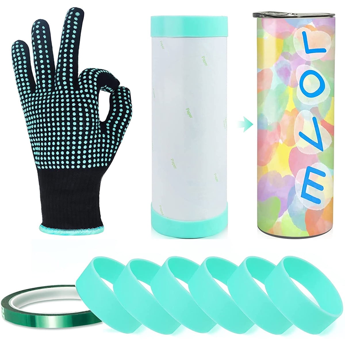 Qenwkxz Sublimation Blanks Tumblers Kit - Silicone Bands, Heat Gloves ...