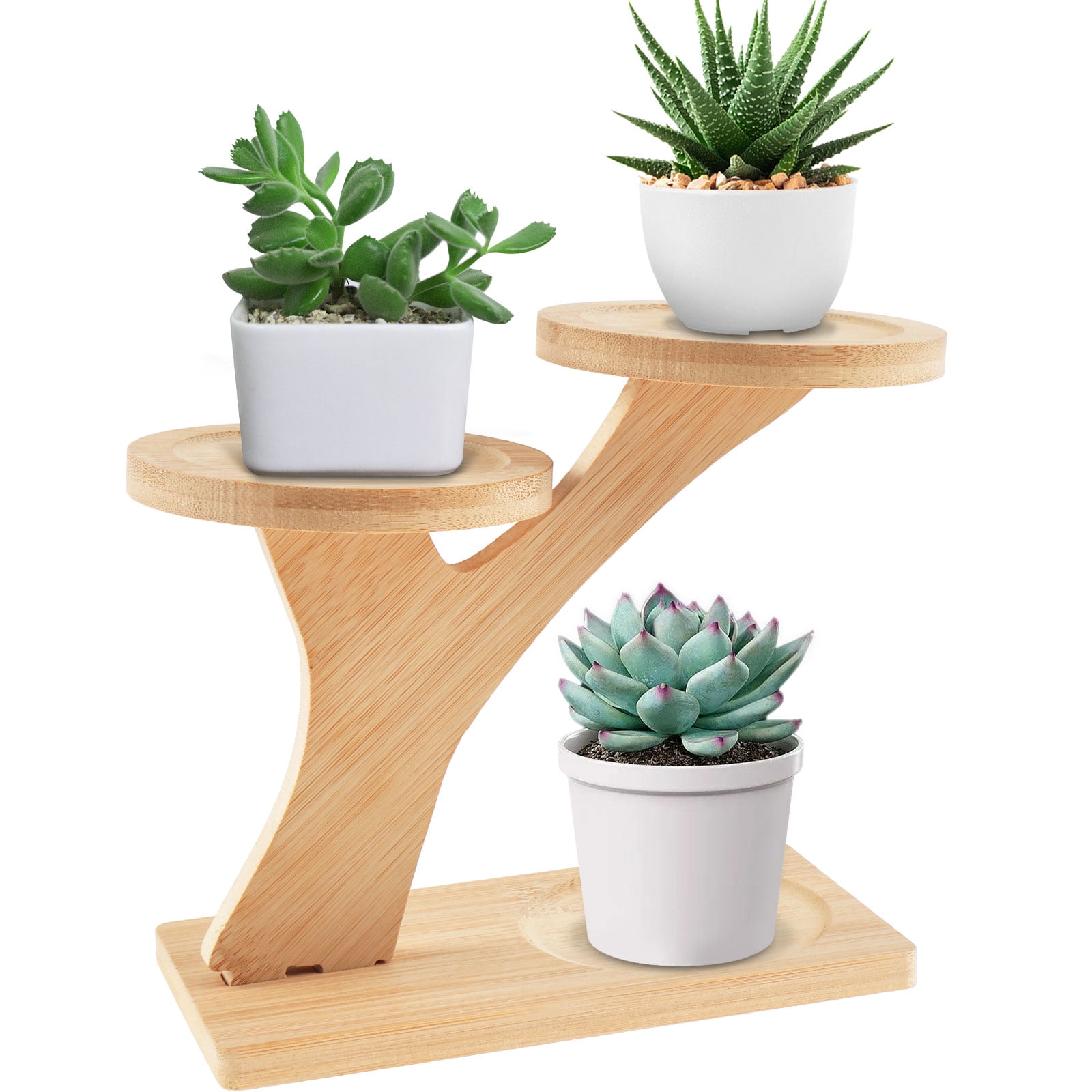 FUYGRCJ Tabletop Plant Stand 3 Tiers Indoor Tabletop Plant Shelf Bamboo ...