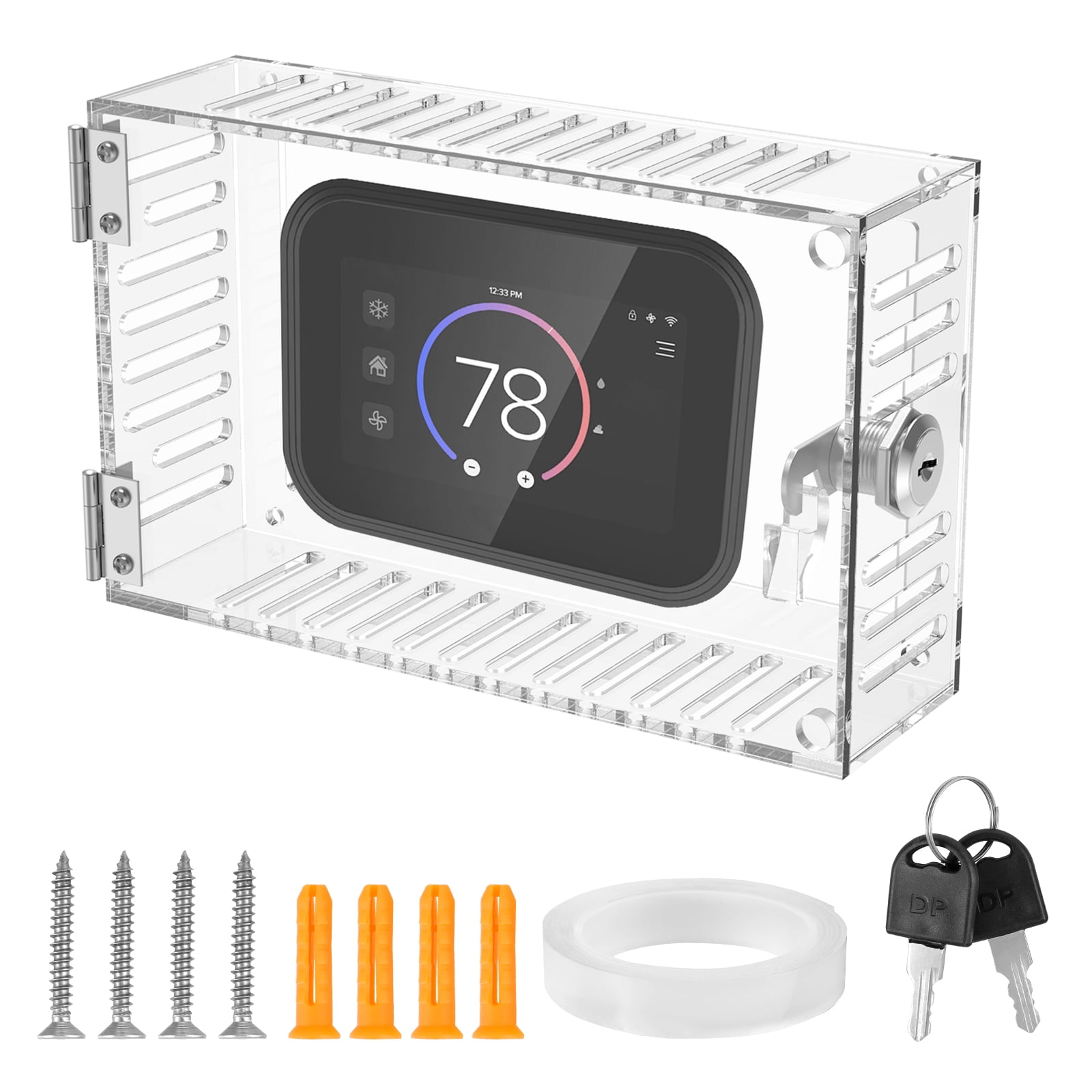 FUYGRCJ Thermostat Box with Lock and 2 Keys Clear Acrylic Thermostat ...