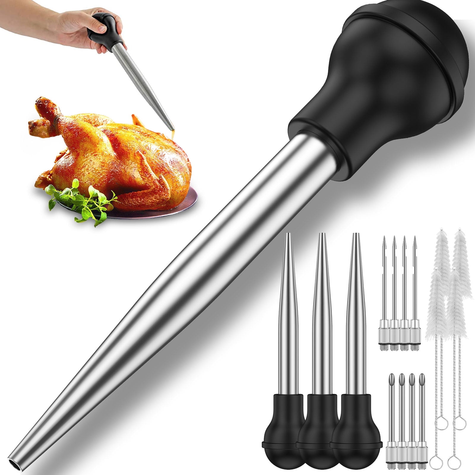 FUYGRCJ Turkey Baster with Cleaning Brush & Needle, Heavy Duty Baster ...