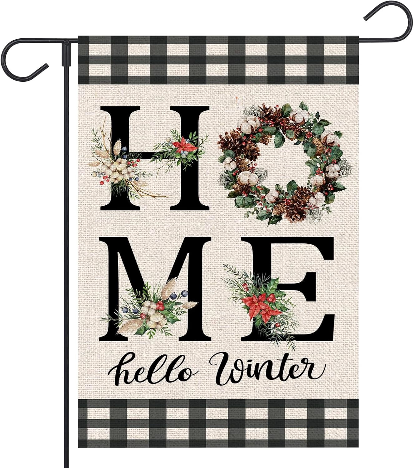 FUYUCHEN Hello Winter Home Garden Flag 12x18 Inch Double Sided Wreath ...