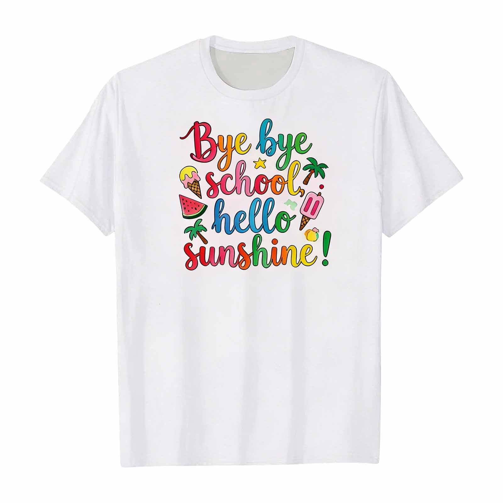 FUZHIQ Boys Girls Letter Graphic T-Shirt Crew Neck Tee Vintage Style ...