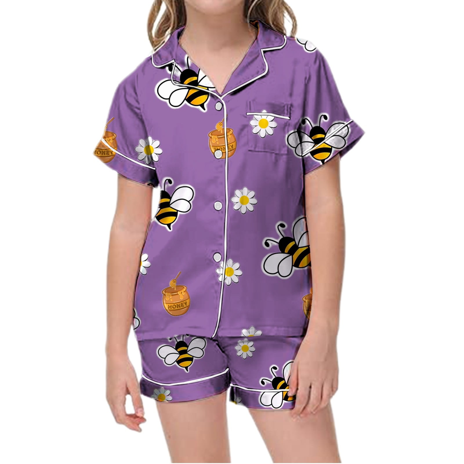 FUZHIQ Boys Kids Pajamas Shorts Satin 2 Piece Short Sleeve with Shorts ...