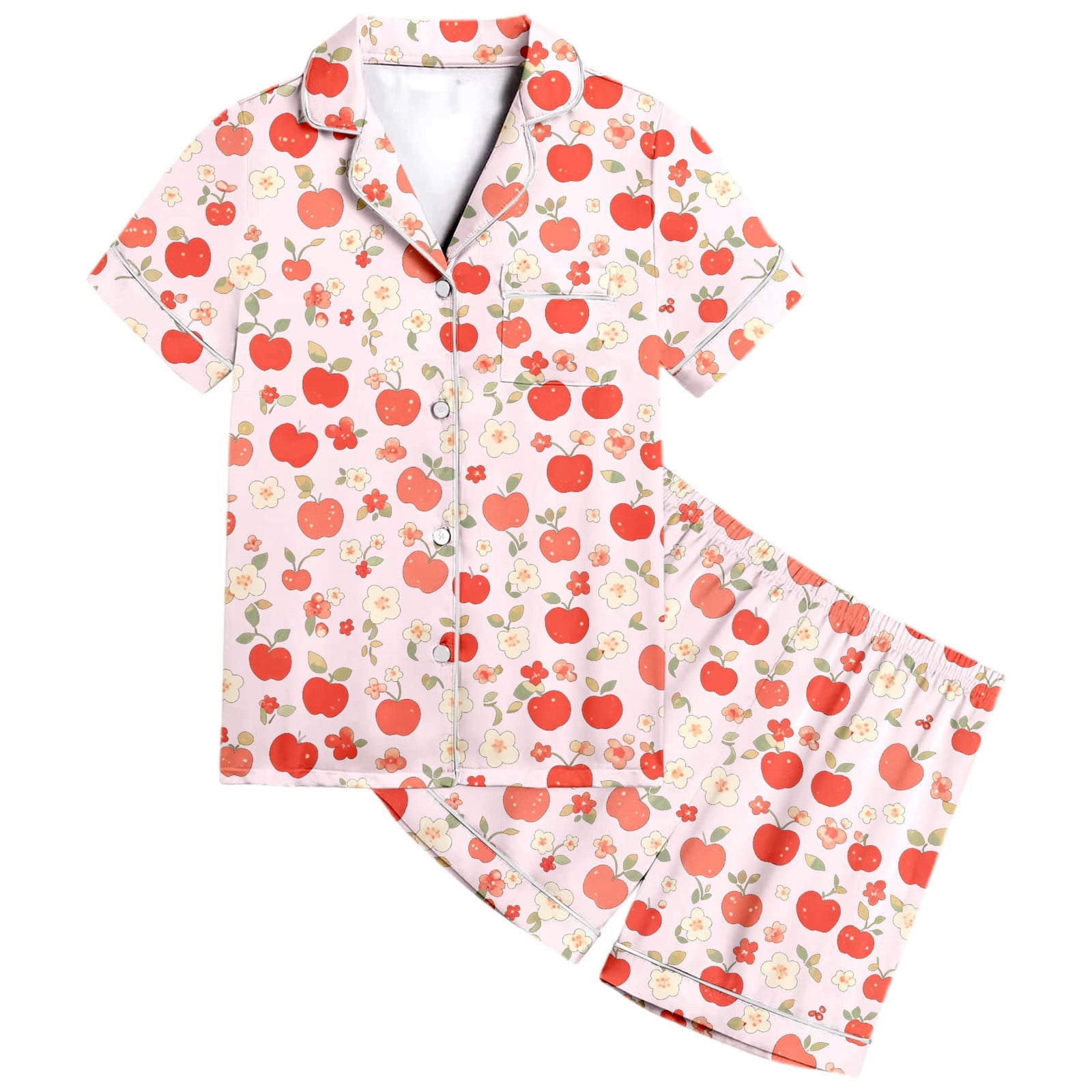 FUZHIQ Button Pajamas for Girls Set Shorts DIY Hand Painted 2 Piece Pjs Button Down Short Sleeve ...